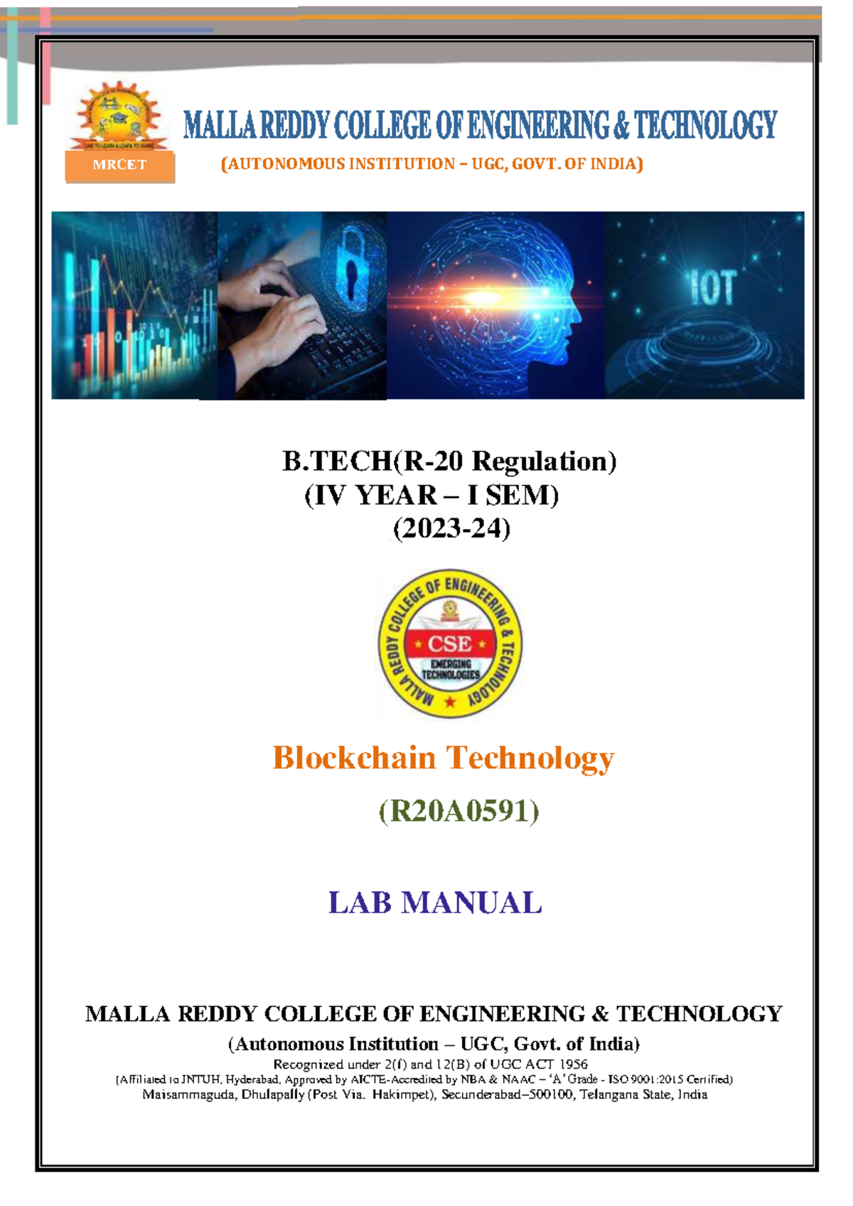 Blockchain Technology LAB Manual - (AUTONOMOUS INSTITUTION – UGC, GOVT ...