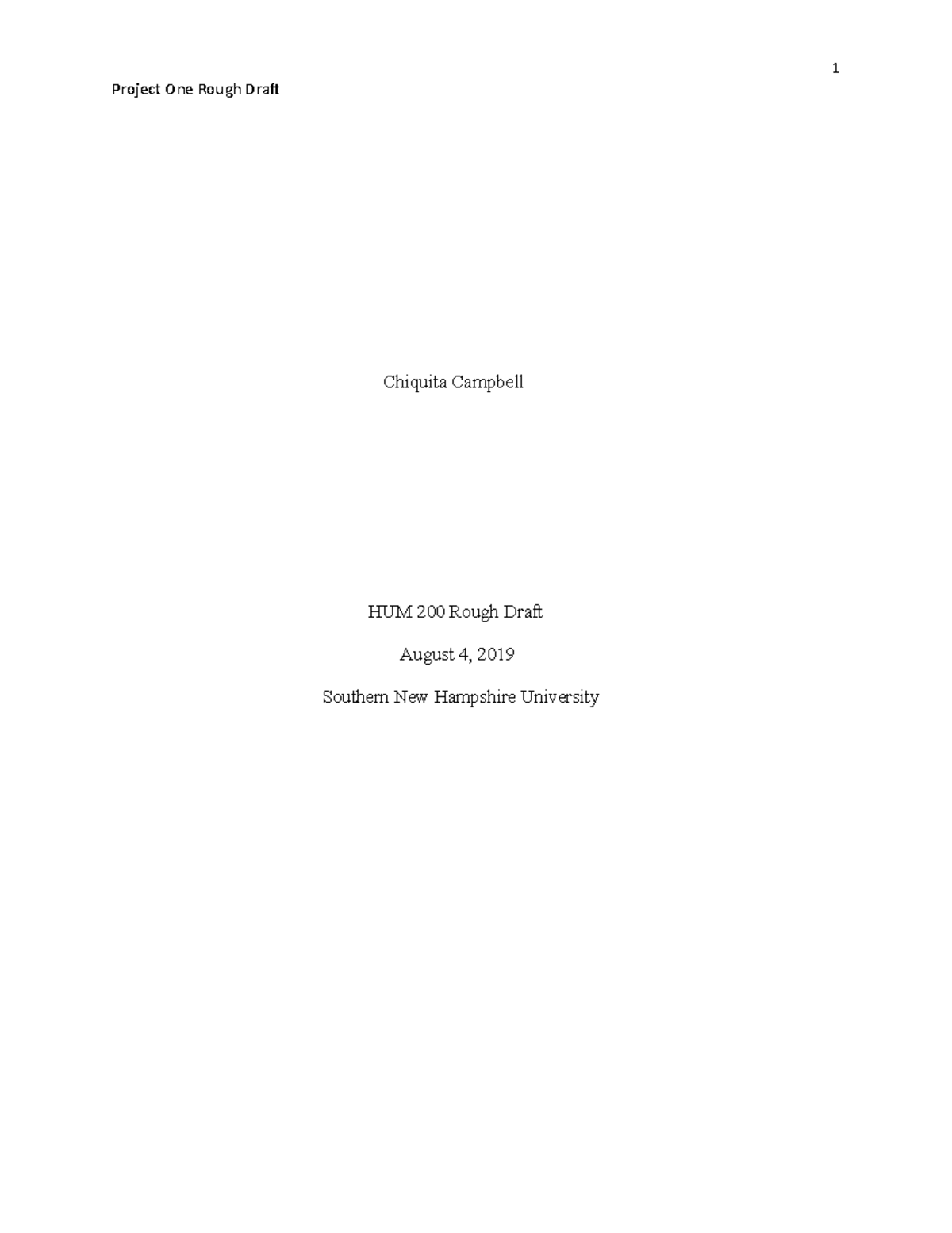 HUM 200 Project One Rough Draft - Project One Rough Draf 1 Chiquita ...