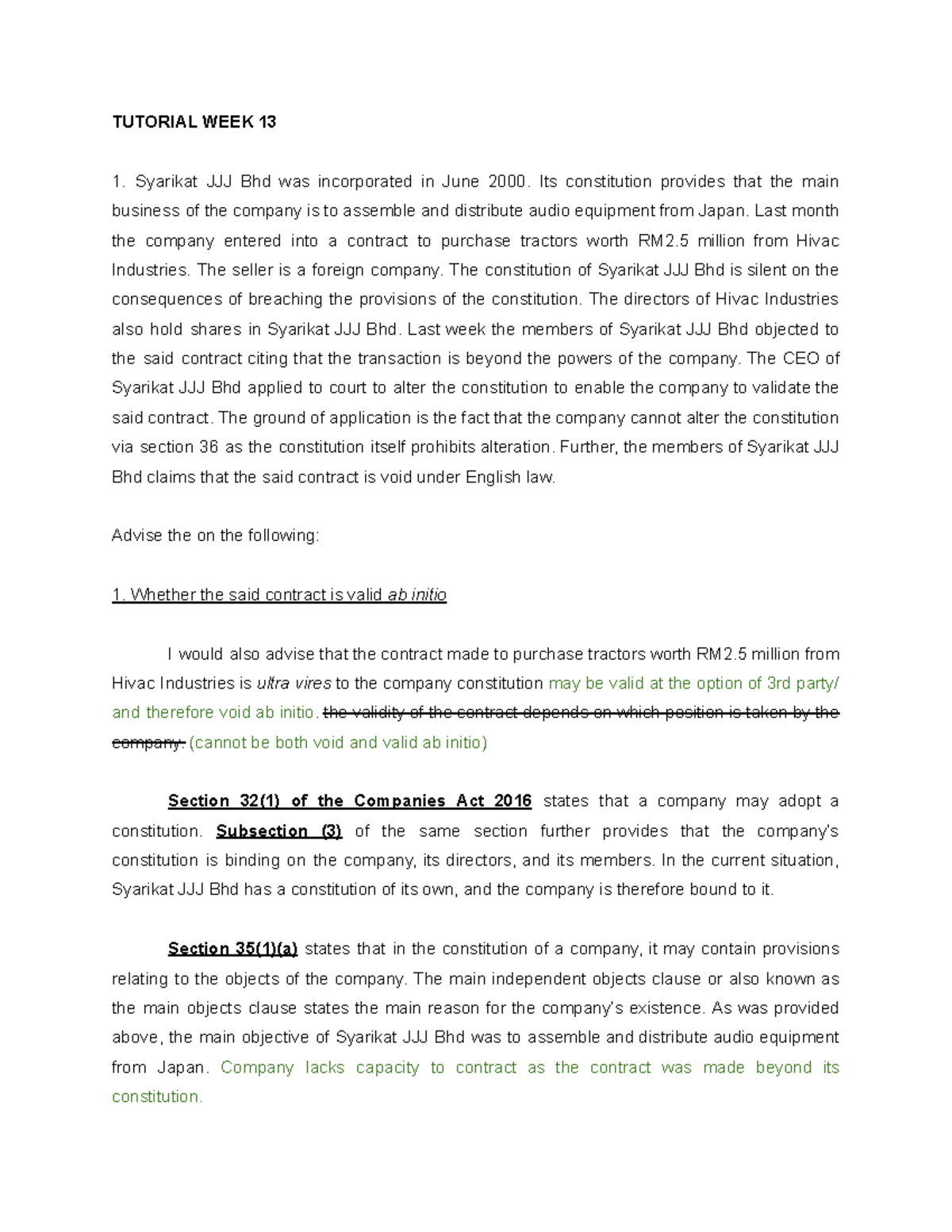 tutorial week 13 - TUTORIAL WEEK 13 Syarikat JJJ Bhd was incorporated in June 2000. Its ...