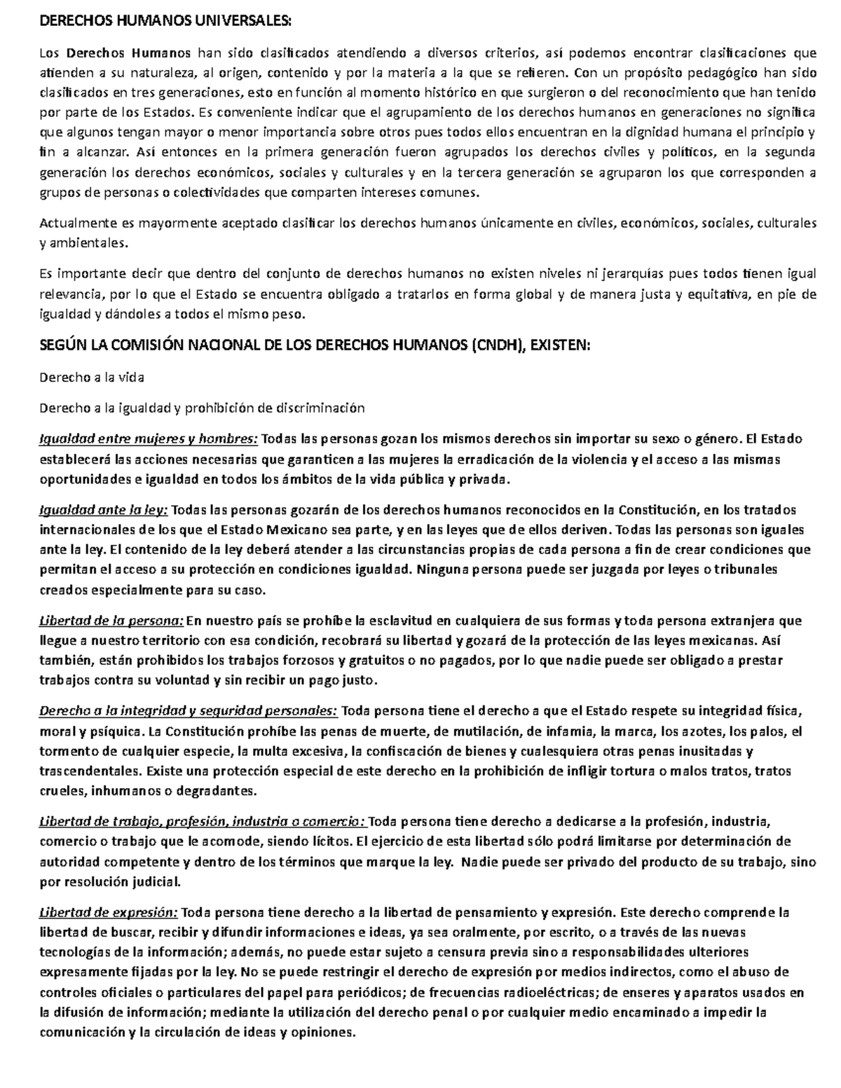 Derechos Humanos Universales 3ro - DERECHOS HUMANOS UNIVERSALES: Los ...