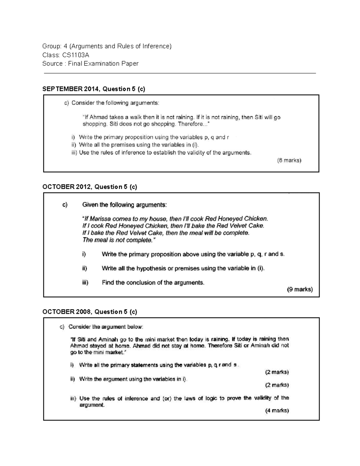 MAT210 Question Proposal - Discrete Mathematics - Group: 4 (Arguments ...