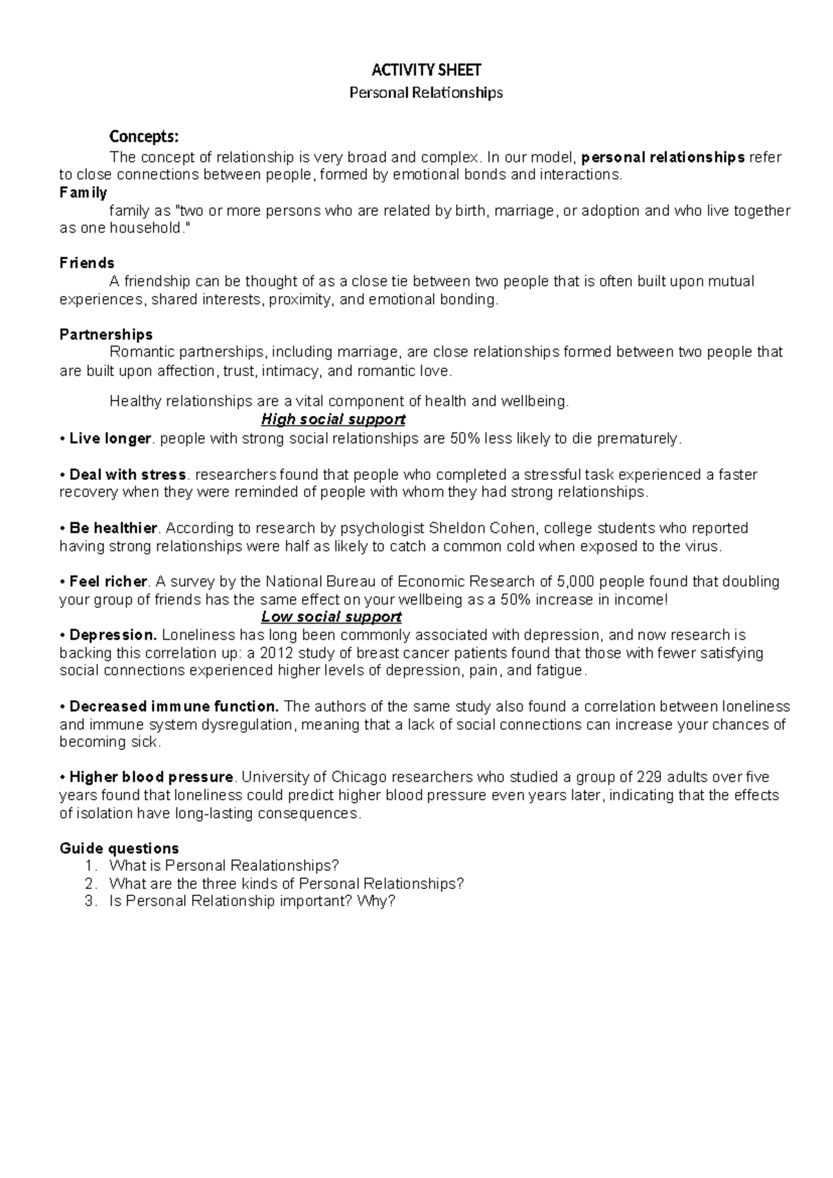 Personal-Relationship-1 - ACTIVITY SHEET Personal Relationships ...