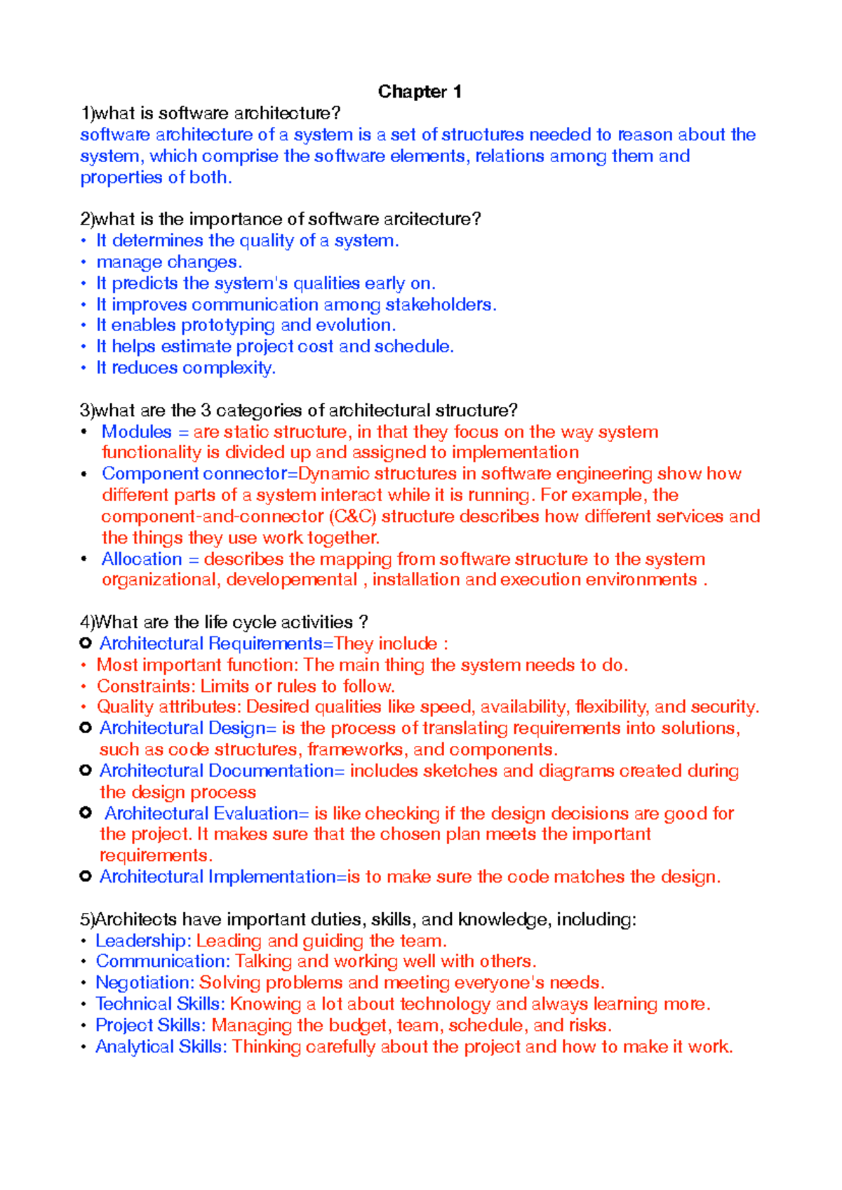 Ch1 revision - Summary Software Architecture and Design - Chapter 1 1 ... Ch1 revision - Summary Software Architecture and Design - Chapter 1 1 ...