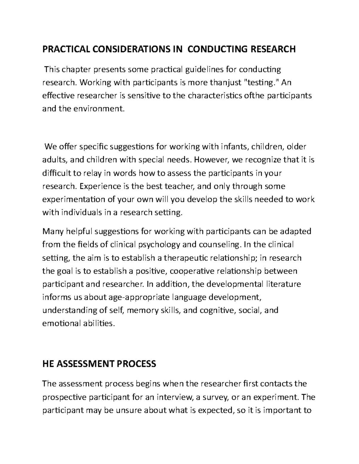 Practical Considerations IN Conducting Research - PRACTICAL ...