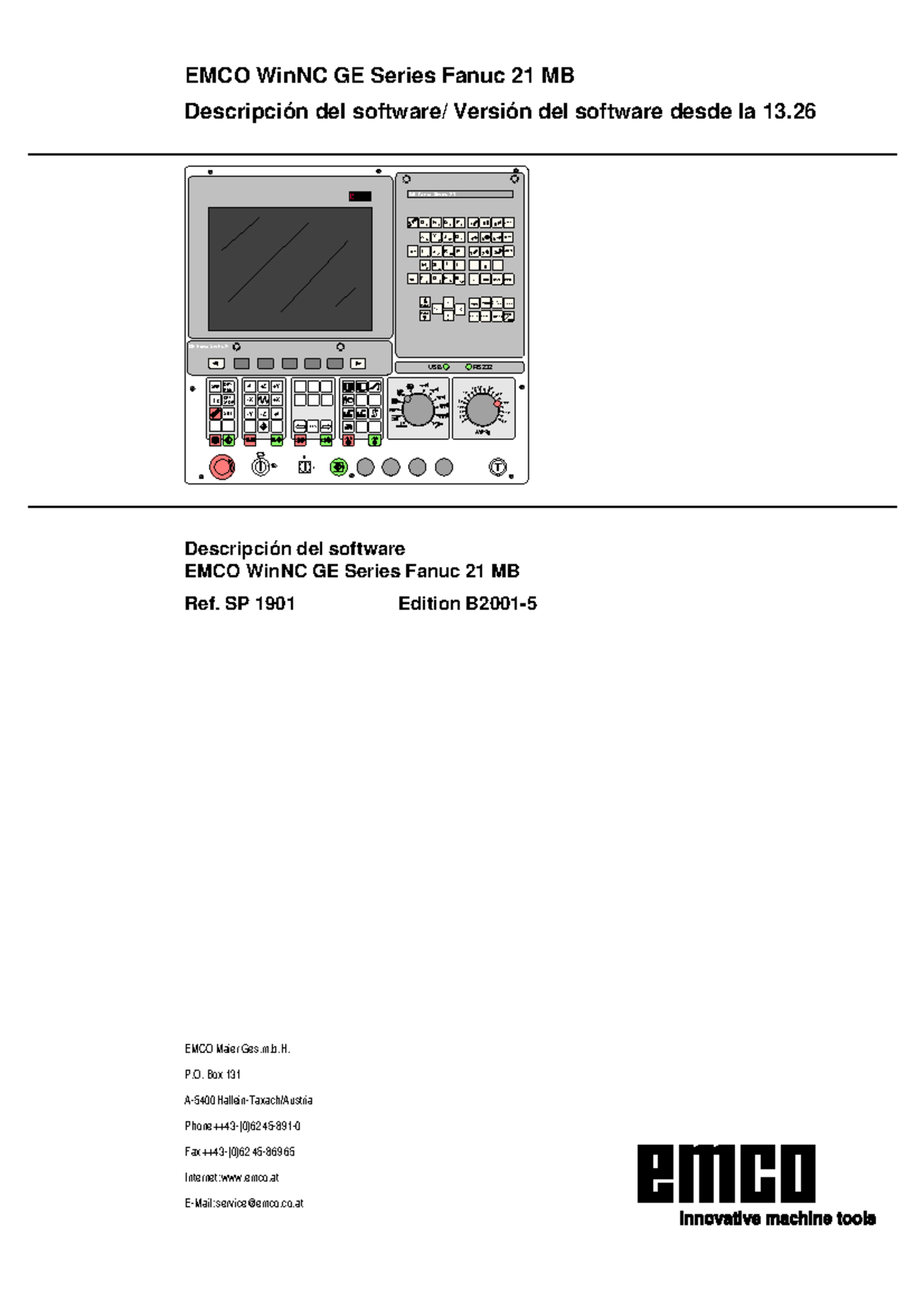 EMCO Win NC GE Series Fanuc 21 MB Descrip - CAN INPUT POS PROG OFFSET ...