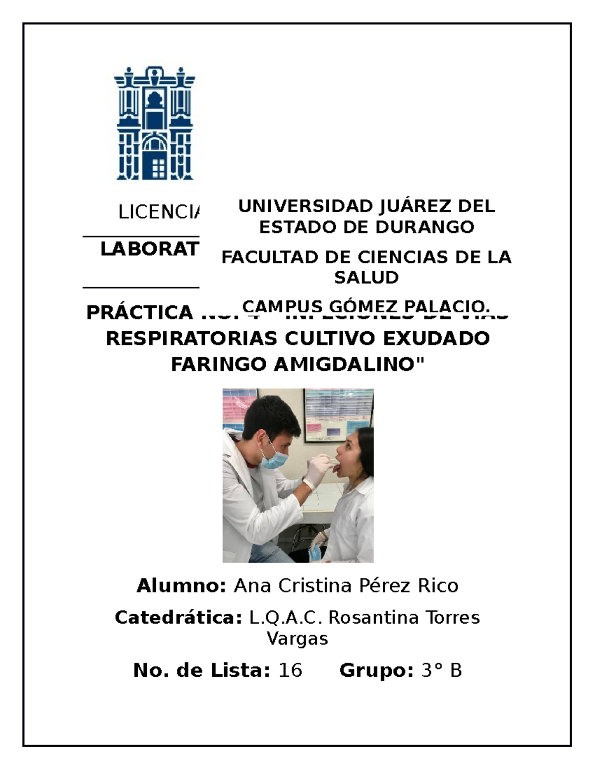 INFECIONES DE VÍAS RESPIRATORIAS CULTIVO EXUDADO FARINGO AMIGDALINO ...