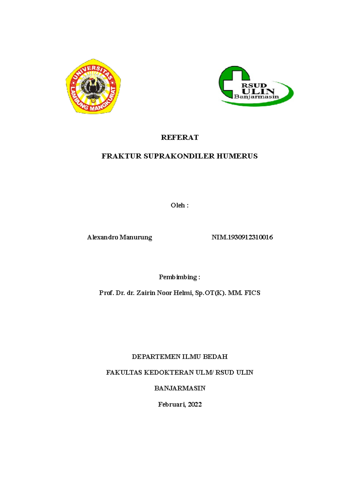 Referat fraktur suprakondiler humerus - REFERAT FRAKTUR SUPRAKONDILER ...