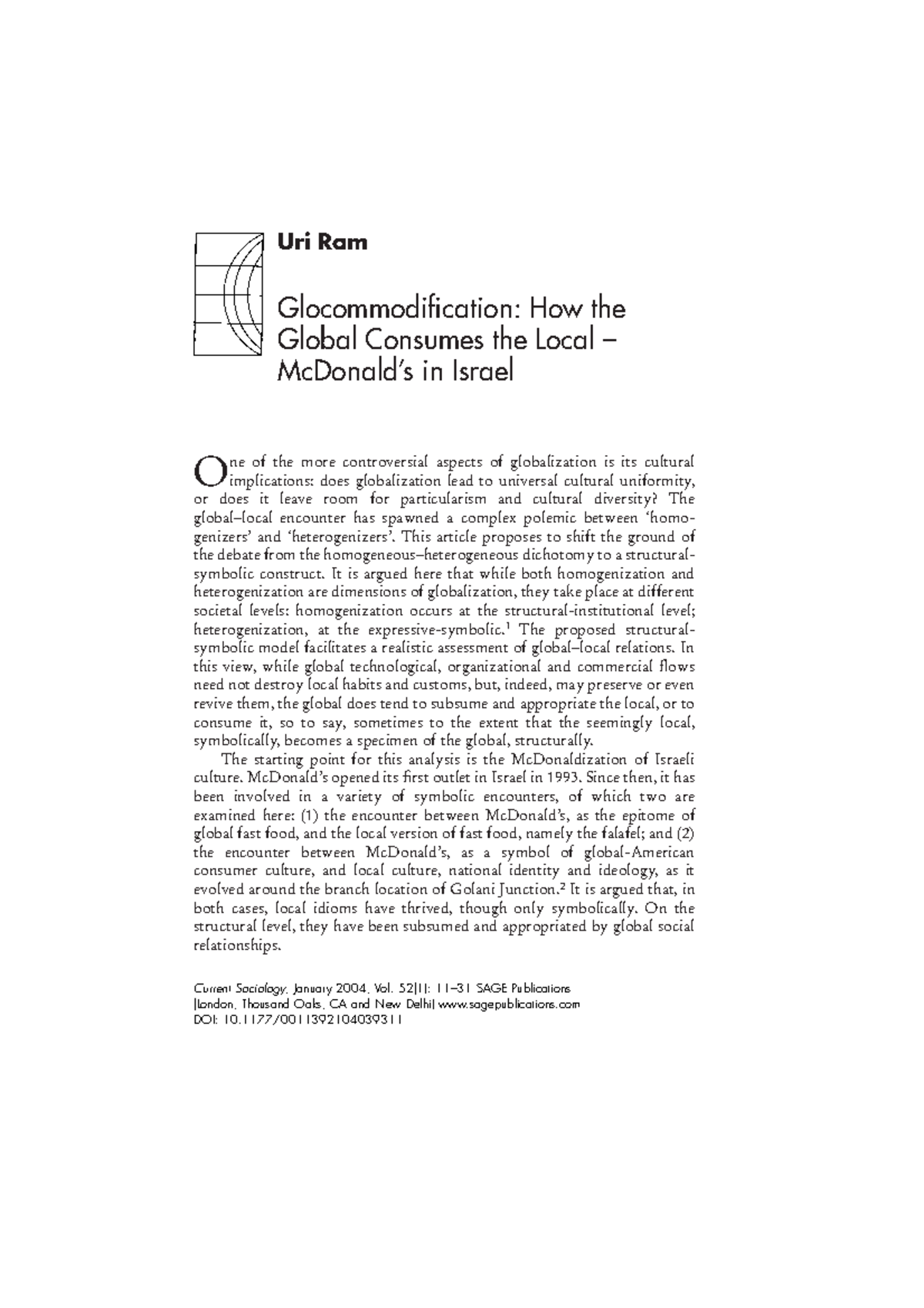 Uri Ram's Glommodification article - Uri Ram Glocommodification: How ...