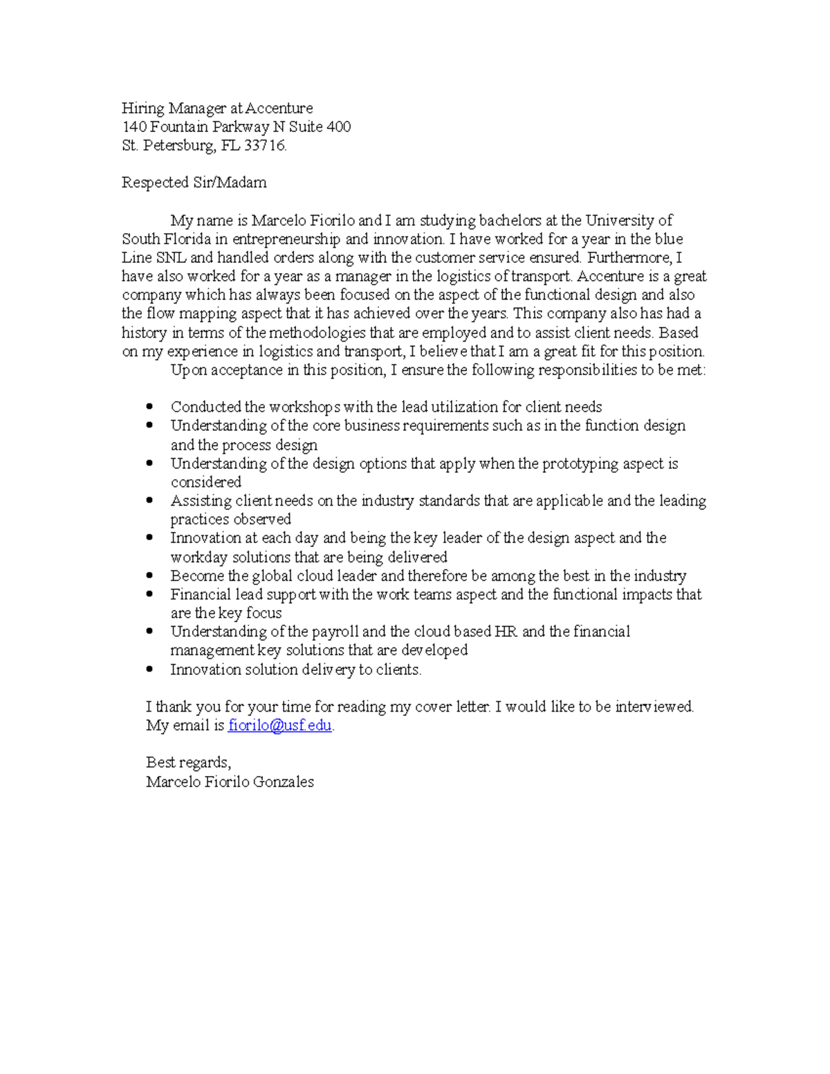 Accenture cover letter - Hiring Manager at Accenture 140 Fountain ...