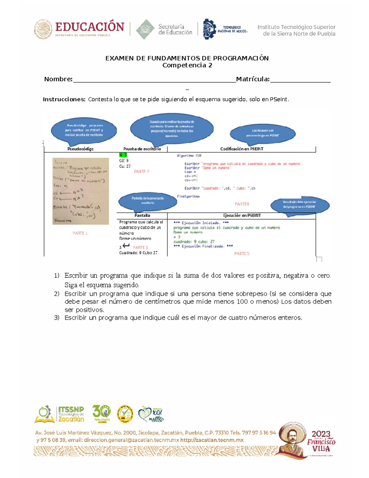 Examen 2 - Quién sabe - EXAMEN DE FUNDAMENTOS DE PROGRAMACIÓN ...
