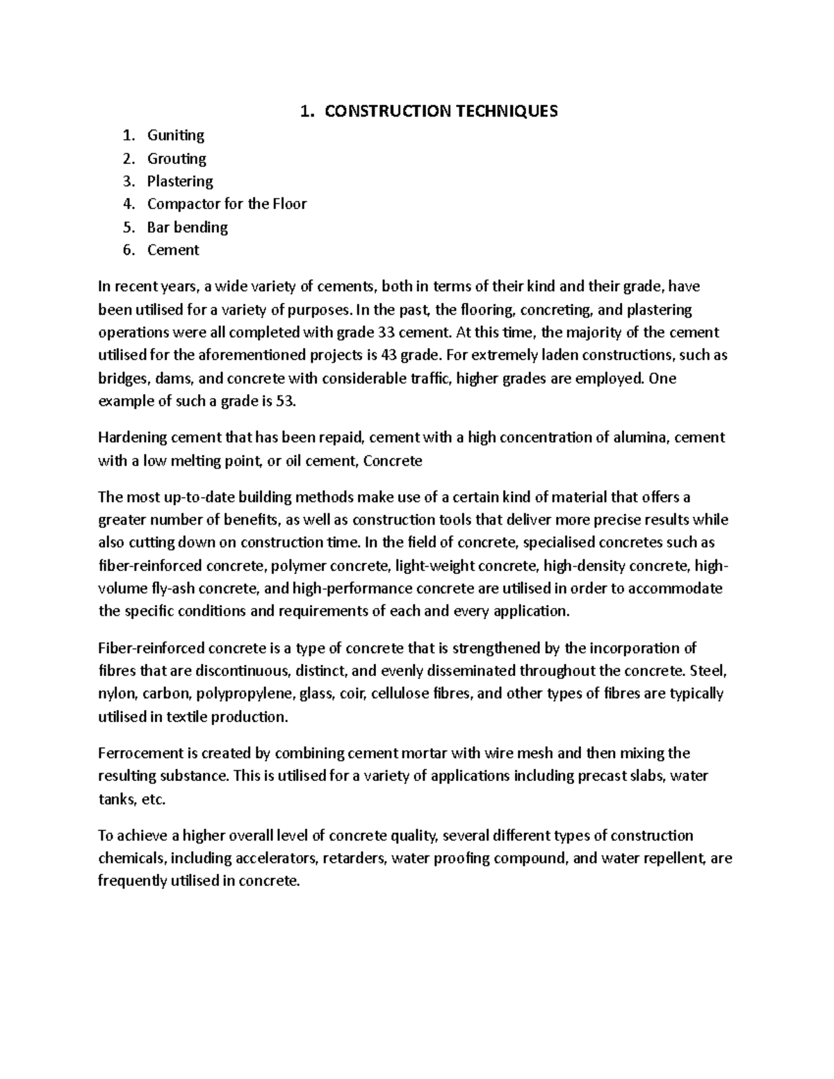 Construction Techniques - 1. CONSTRUCTION TECHNIQUES Guniting Grouting ...