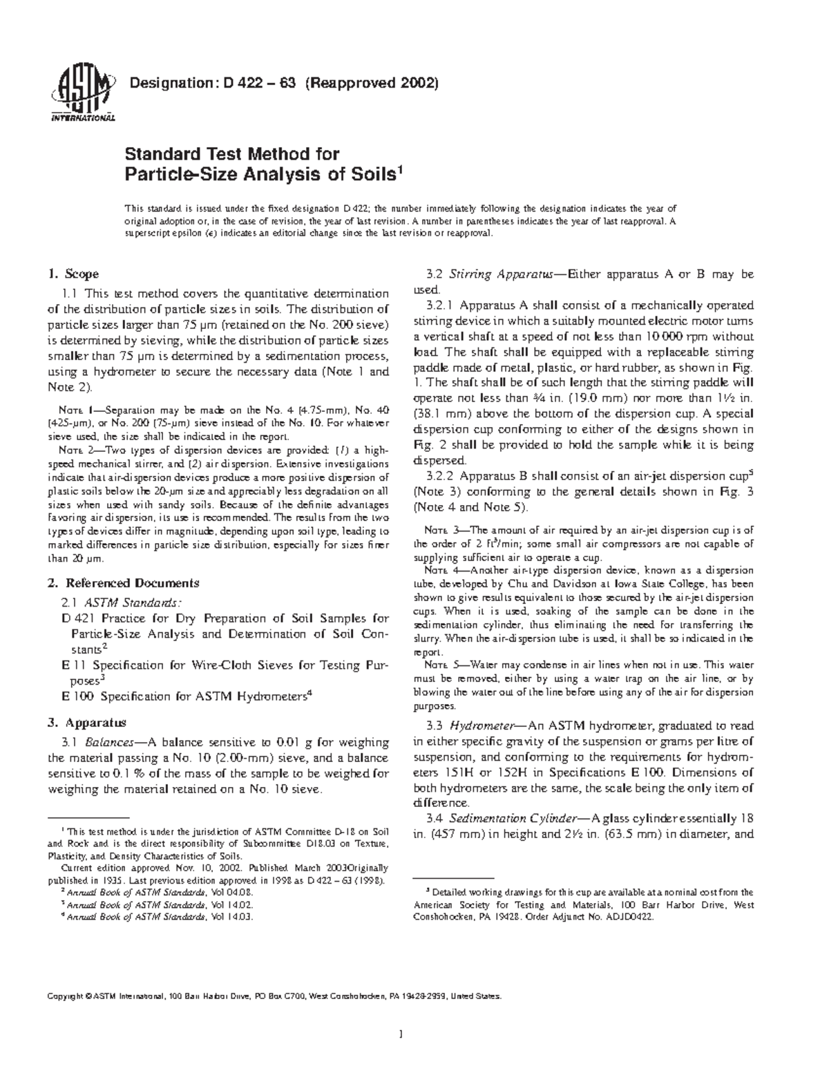 D422-63 - ASTM - Designation: D 422 – 63 (Reapproved 2002) Standard ...