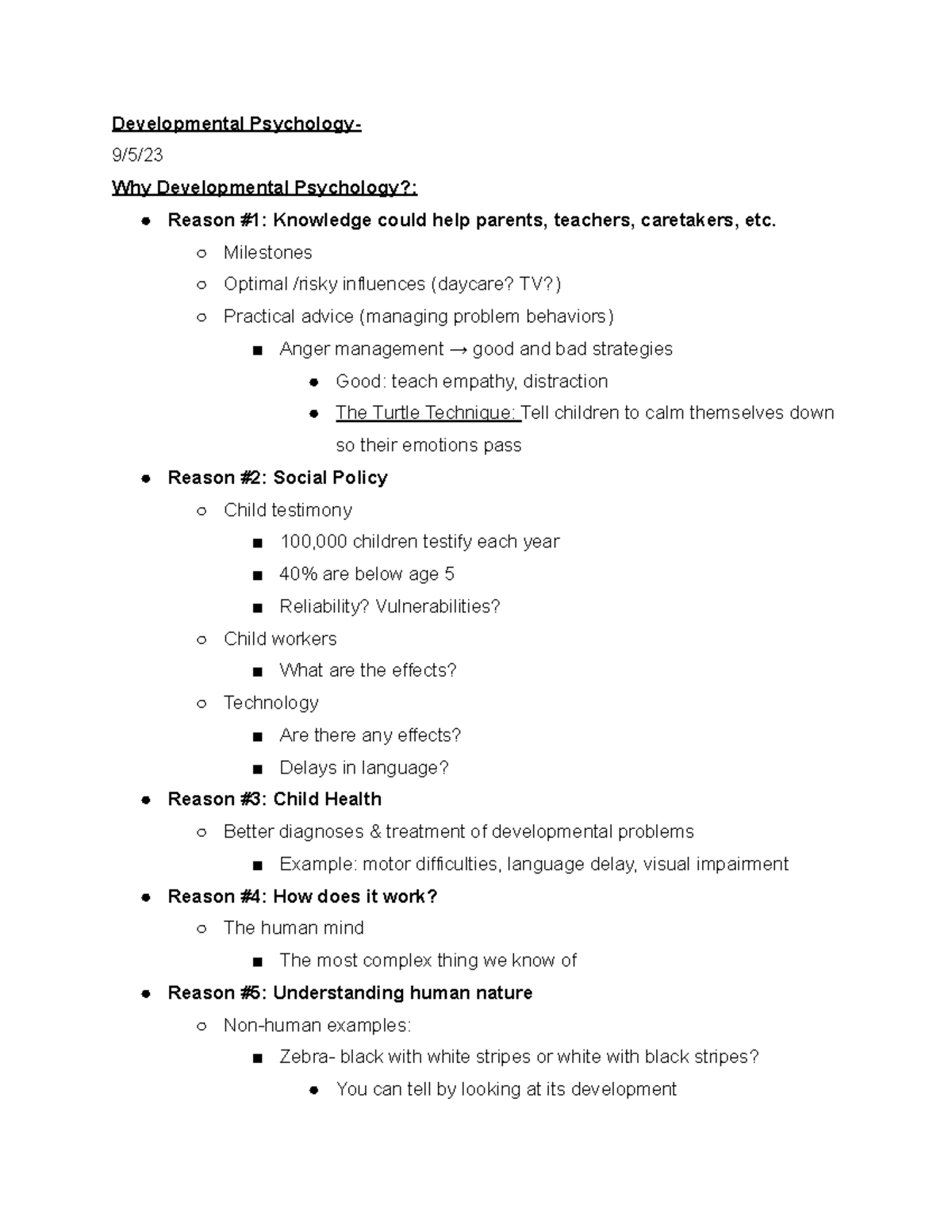 Psych 350- developmental psych - Developmental Psychology- 9/5/ Why ...