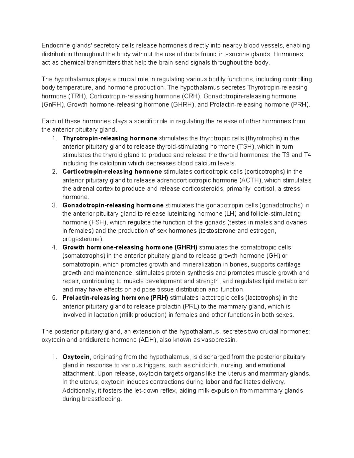Hormone secretion - Summary Medical Laboratory Science - Endocrine ...