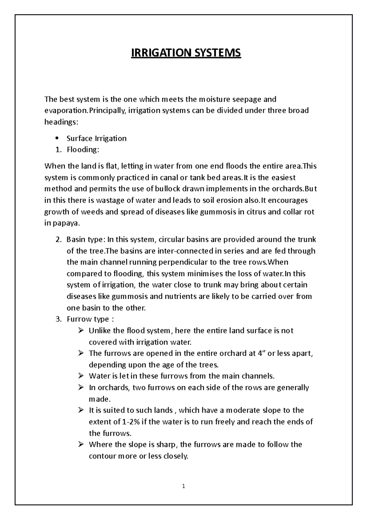 Irrigation Systems - Lecture notes 3-4 - IRRIGATION SYSTEMS The best ...