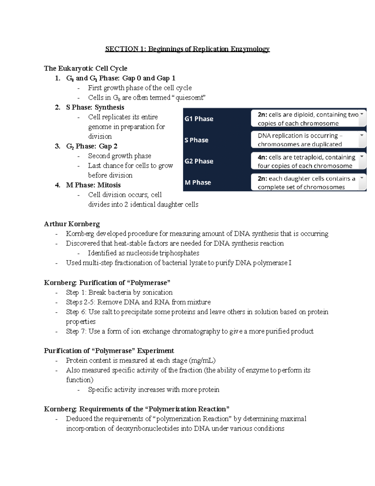 Biochemistry module 2 notes - SECTION 1: Beginnings of Replication ...
