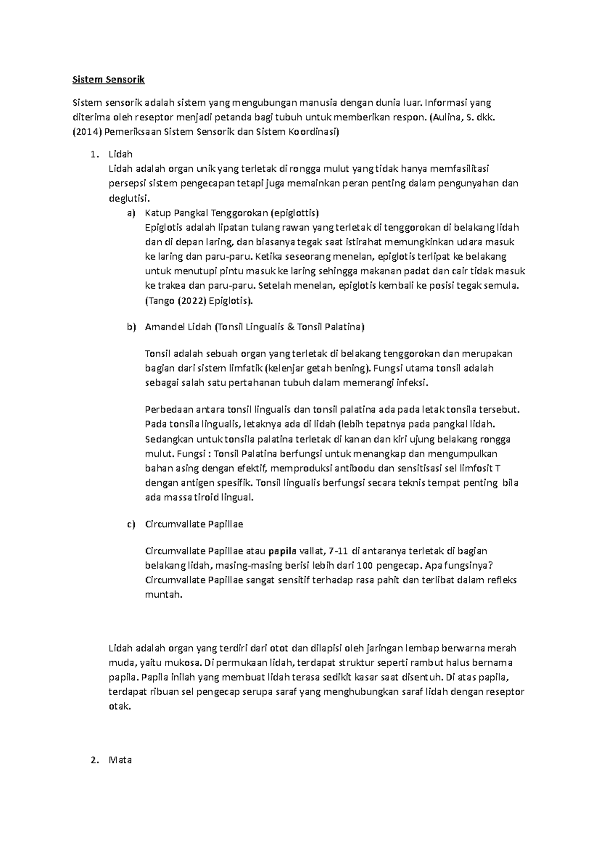 Sistem Sensorik - hehe - Sistem Sensorik Sistem sensorik adalah sistem ...