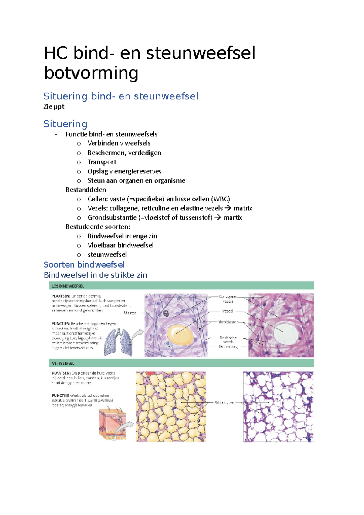 Hoorcolleges bind en steunweefsels - HC bind- en steunweefsel ...