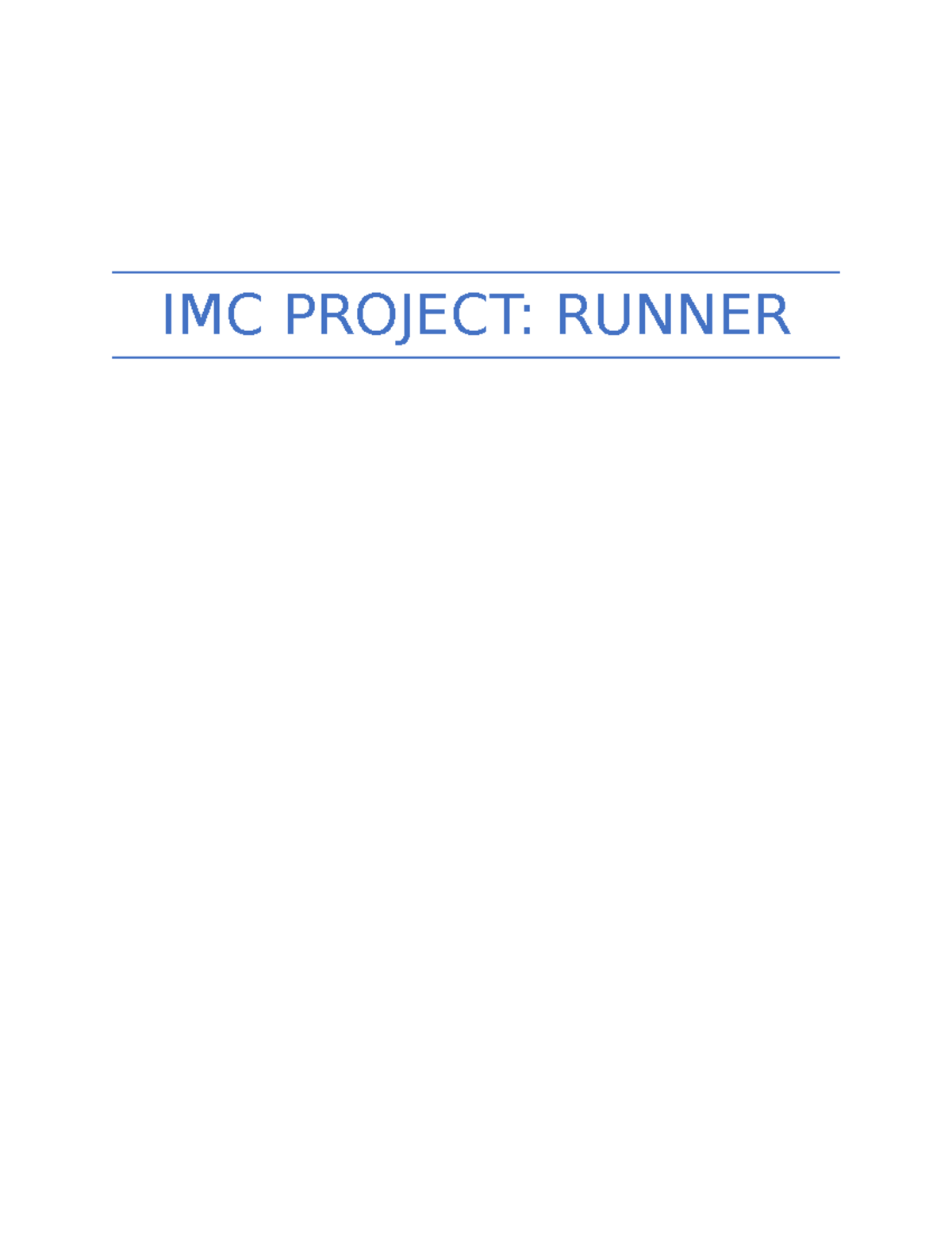 Final IMC Plan - worth 40% - IMC PROJECT: RUNNER Contents Executive ...