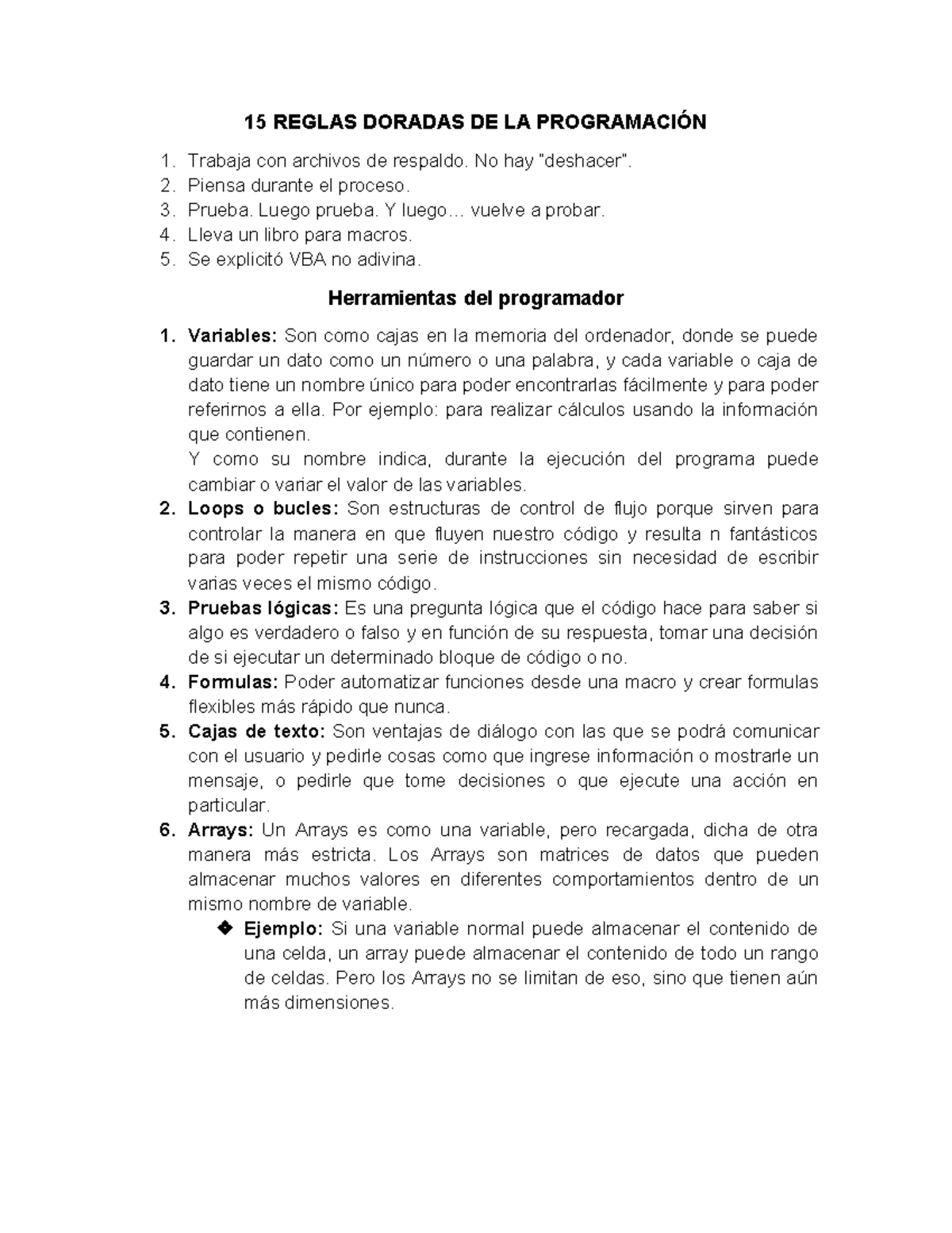 15 Reglas Doradas DE LA Programación - 15 REGLAS DORADAS DE LA ...