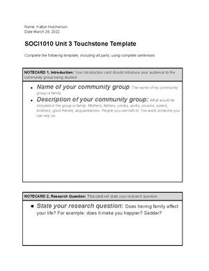 SOCI1010 Touchstone 1 Template - SOC 100 - Strayer - Studocu
