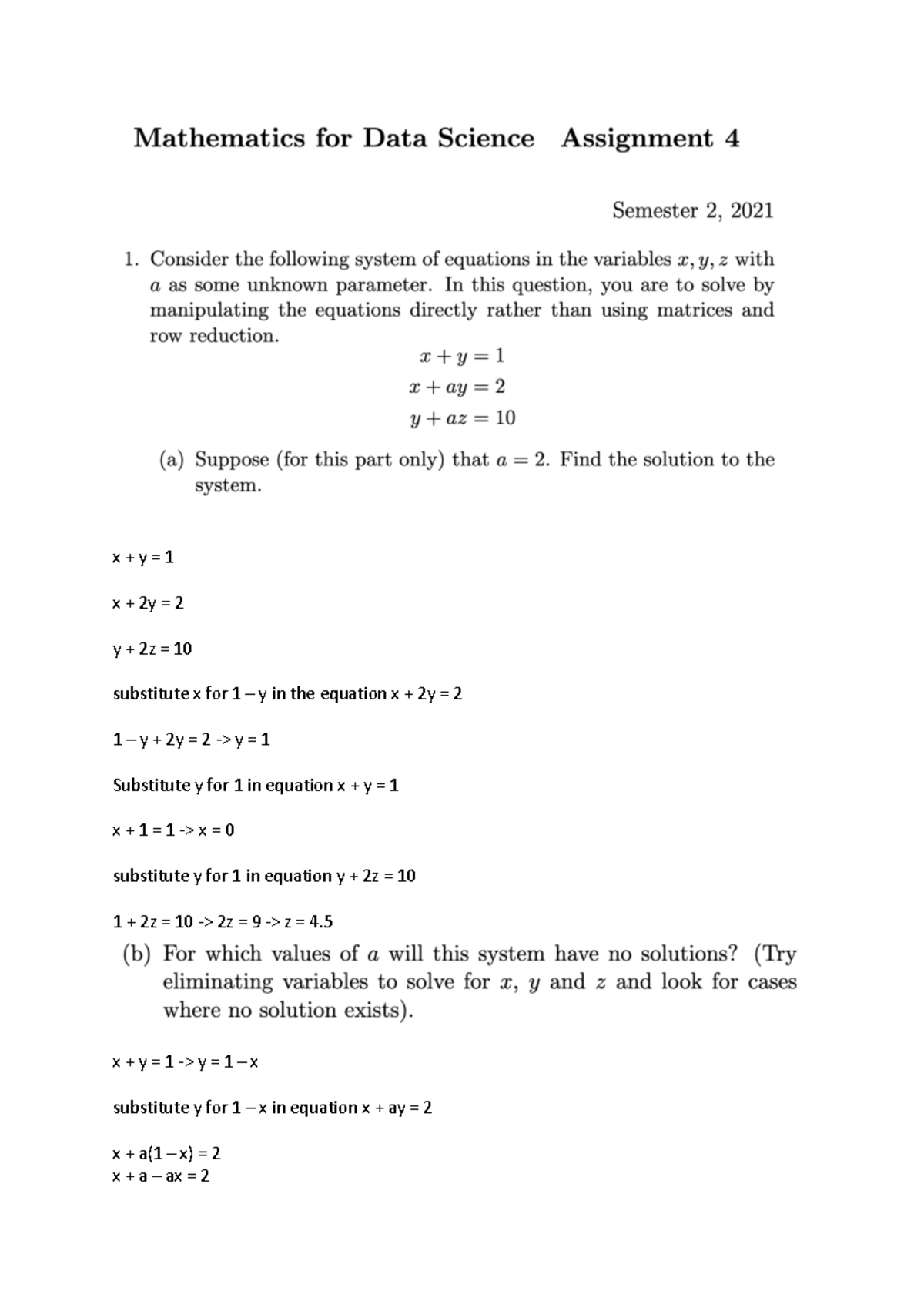 Assignment 4 - MATHS1004 - Adelaide University - Studocu