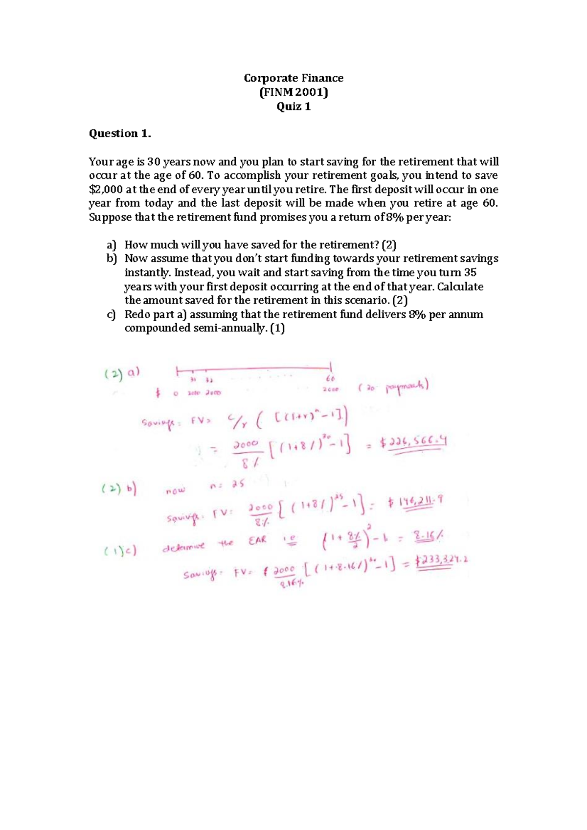 Quiz 1 - Tutorial quiz and answers for Week 3 - Corporate Finance (FINM ...