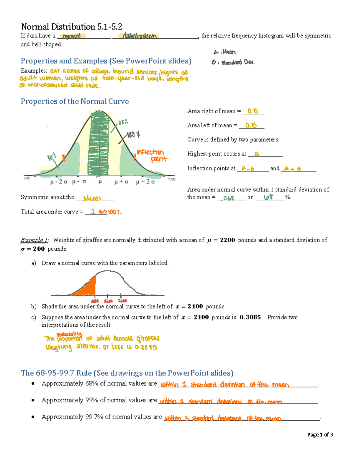 Stat Lit+5.1-5.2 Normal Distribution - Page 1 of 3 ####### Normal ...