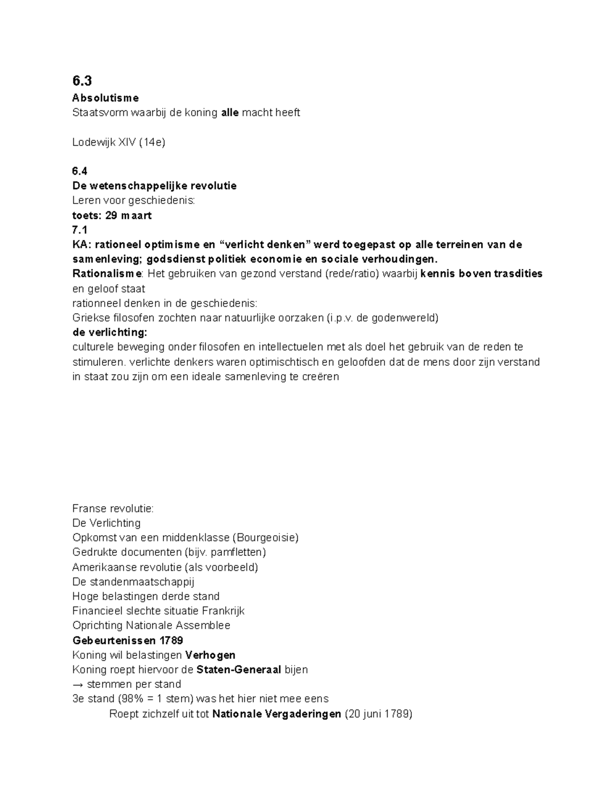 Geschiedenis hoofdstuk 6 - 6. Absolutisme Staatsvorm waarbij de koning ...