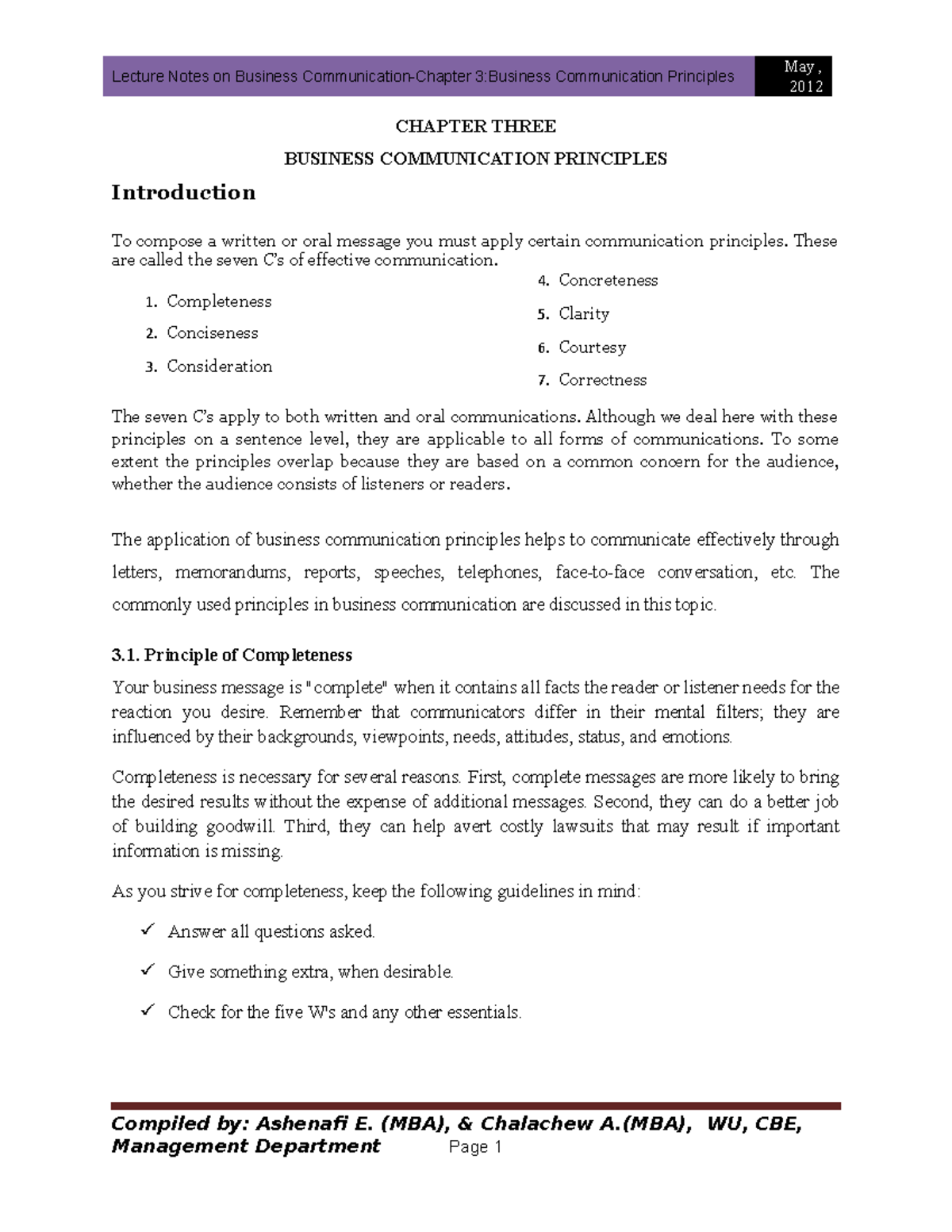 Chapter 3 - Business Communication - Lecture Notes on Business ...