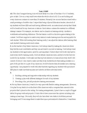 D001 Task 1 Revision - Functional Behavior Assessment and Behavioral ...