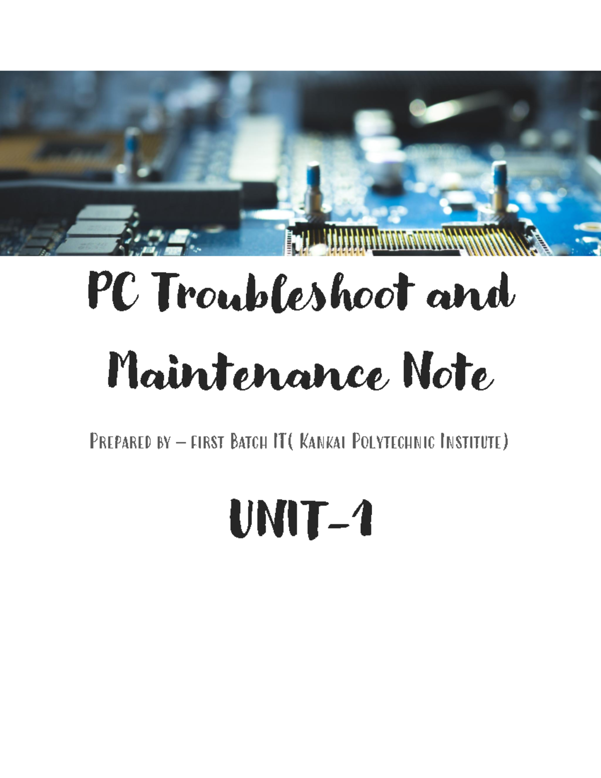 Pc Troubleshoot Full Note - PC Troubleshoot and Maintenance Note ...