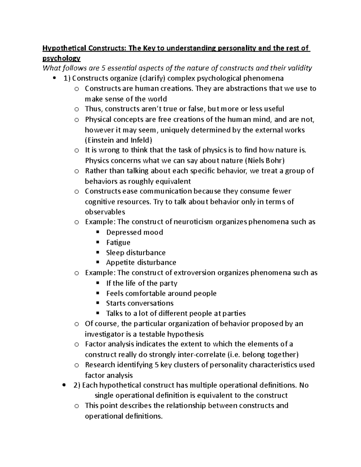 Personality notes - Hypothetical Constructs: The Key to understanding ...