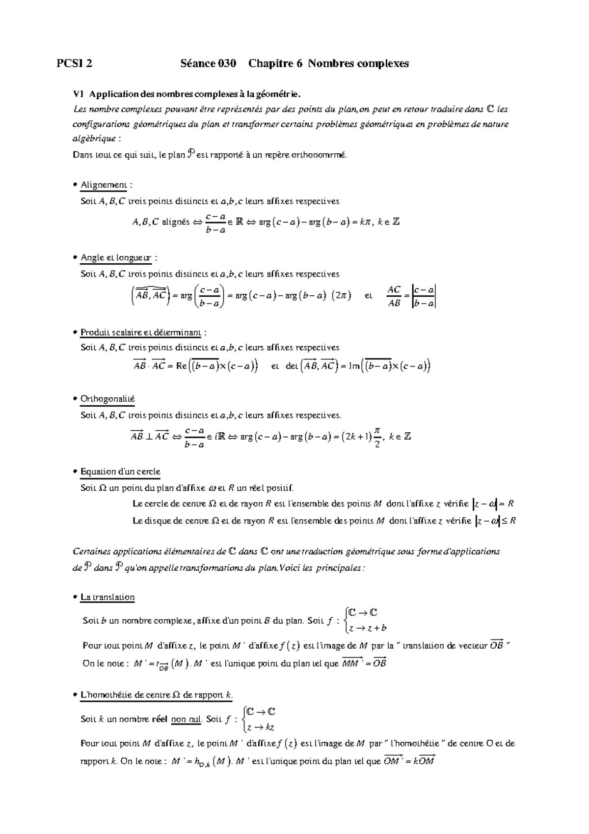 Nombres complexes/Complexes et géométrie - Les nombre complexes pouvant ...
