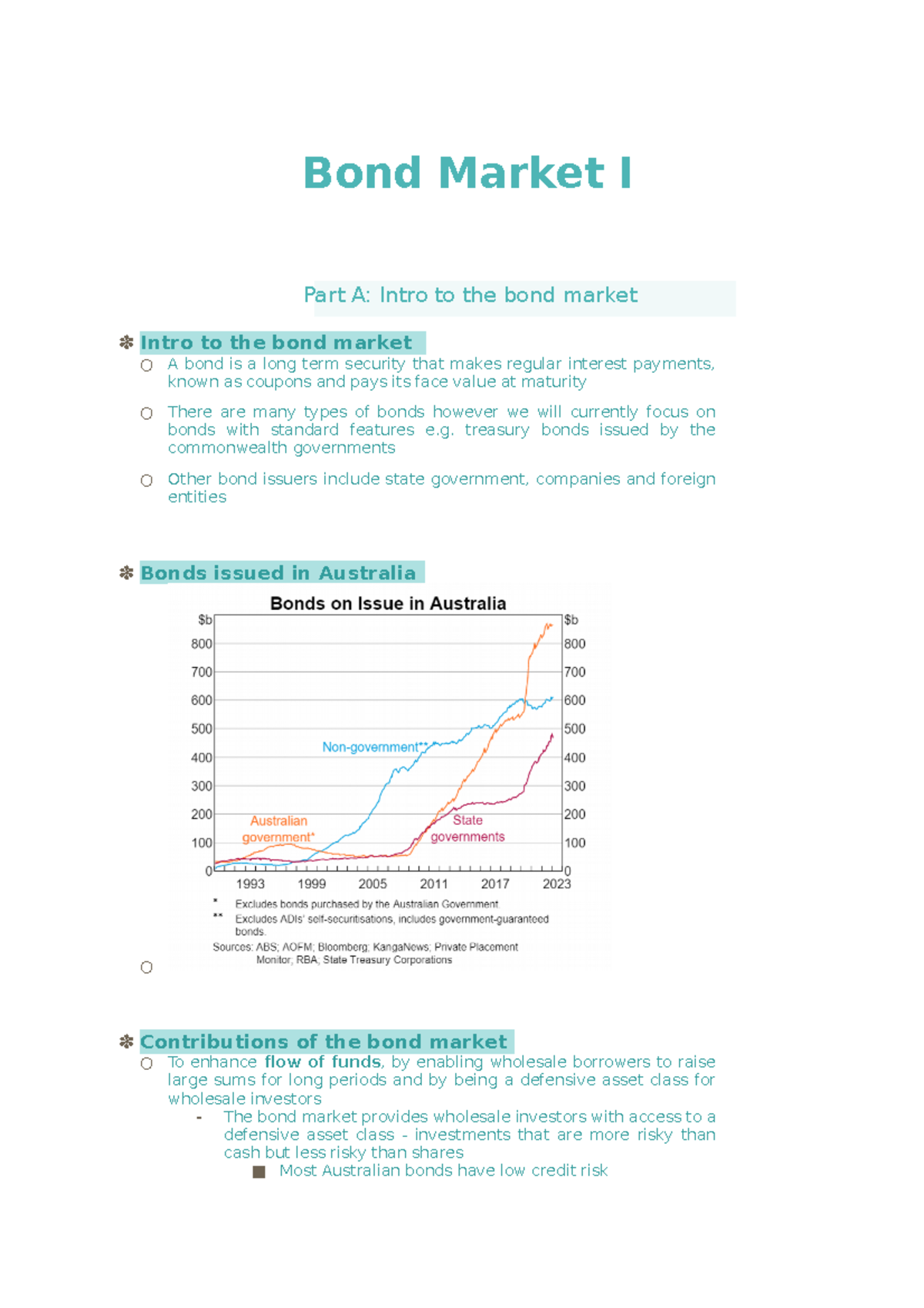 Bond Market I and II - lecture notes on topic - Bond Market I Part A ...