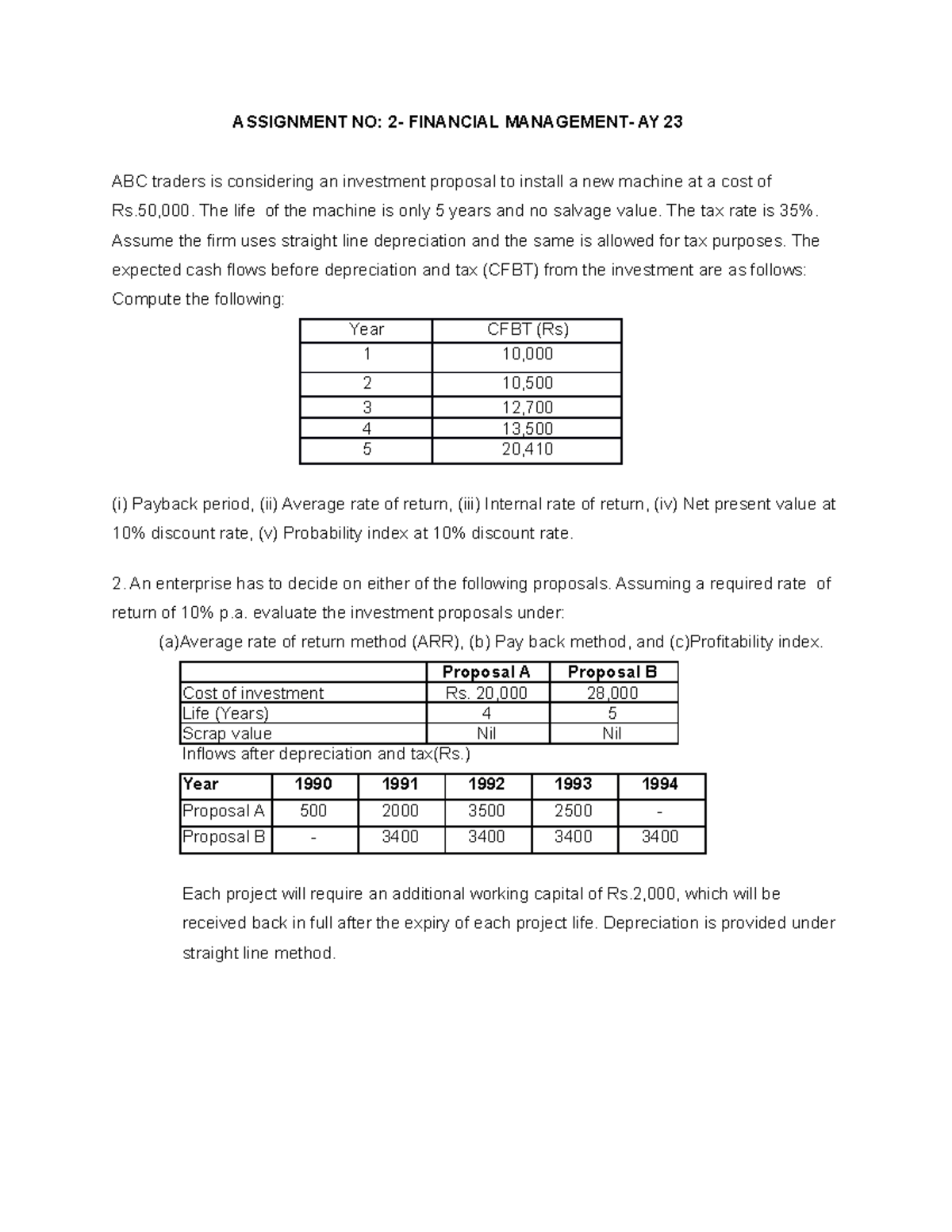 FM Capital Budgeting - This document contains some problems related to ...