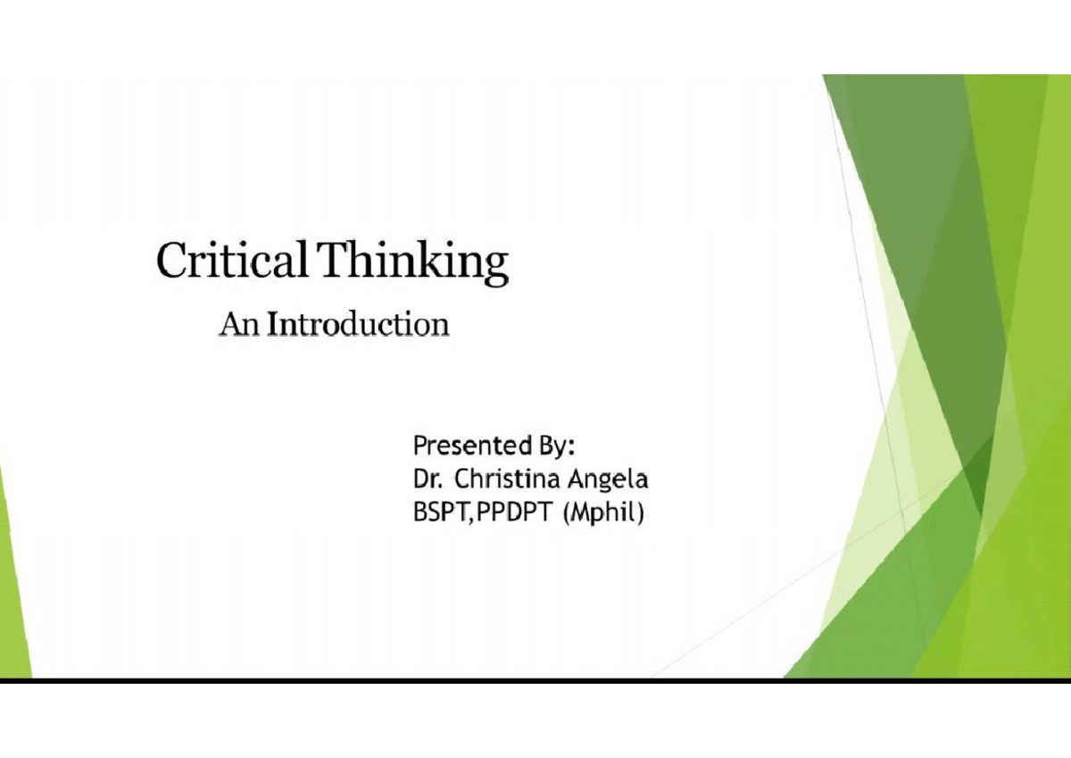 Critical Thinking EBP - Good - Statistical Inference - Studocu
