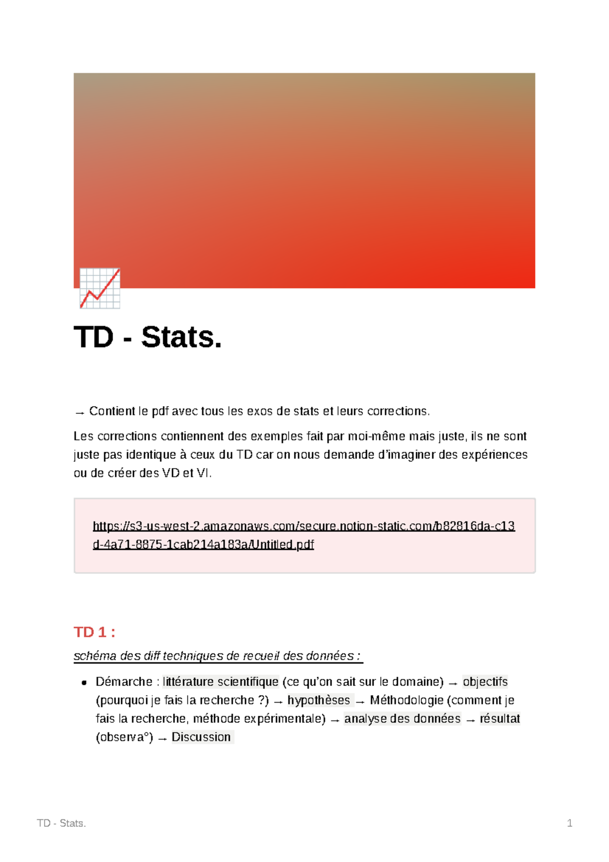 Exos Td (1 à 5) corrigés - MATHS - 📈 TD - Stats. → Contient le pdf avec tous les exos de stats ...