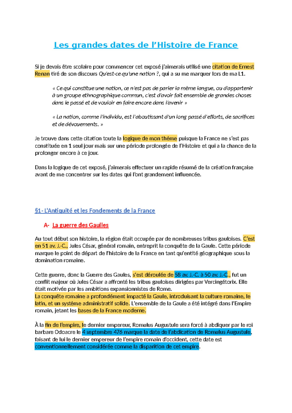Exposé FH ; Les grandes dates de l'histoire de France - Les grandes ...