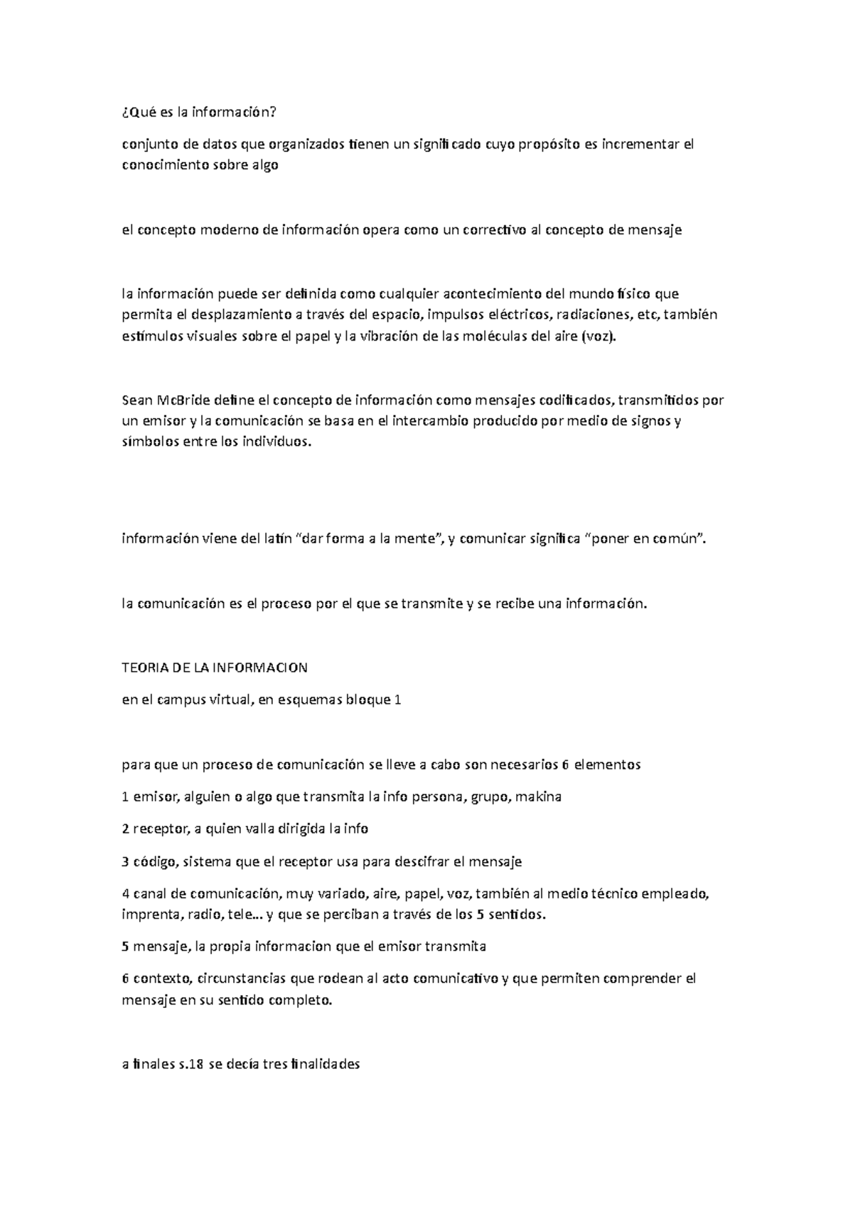 Teorias tema 1 - ¿Qué es la información?conjunto de datos que ...