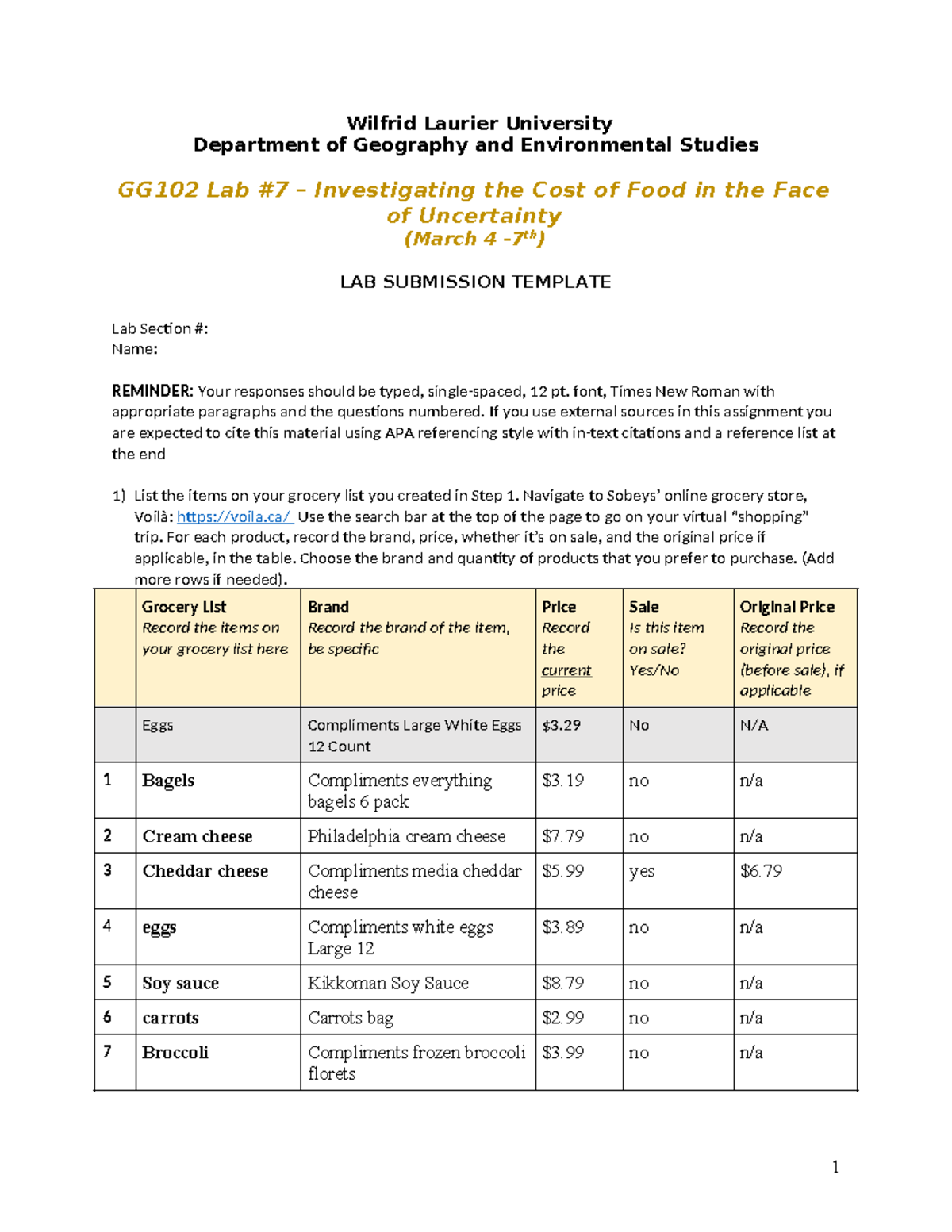 GG102 Lab #7 Submission Template 1 - Wilfrid Laurier University ...