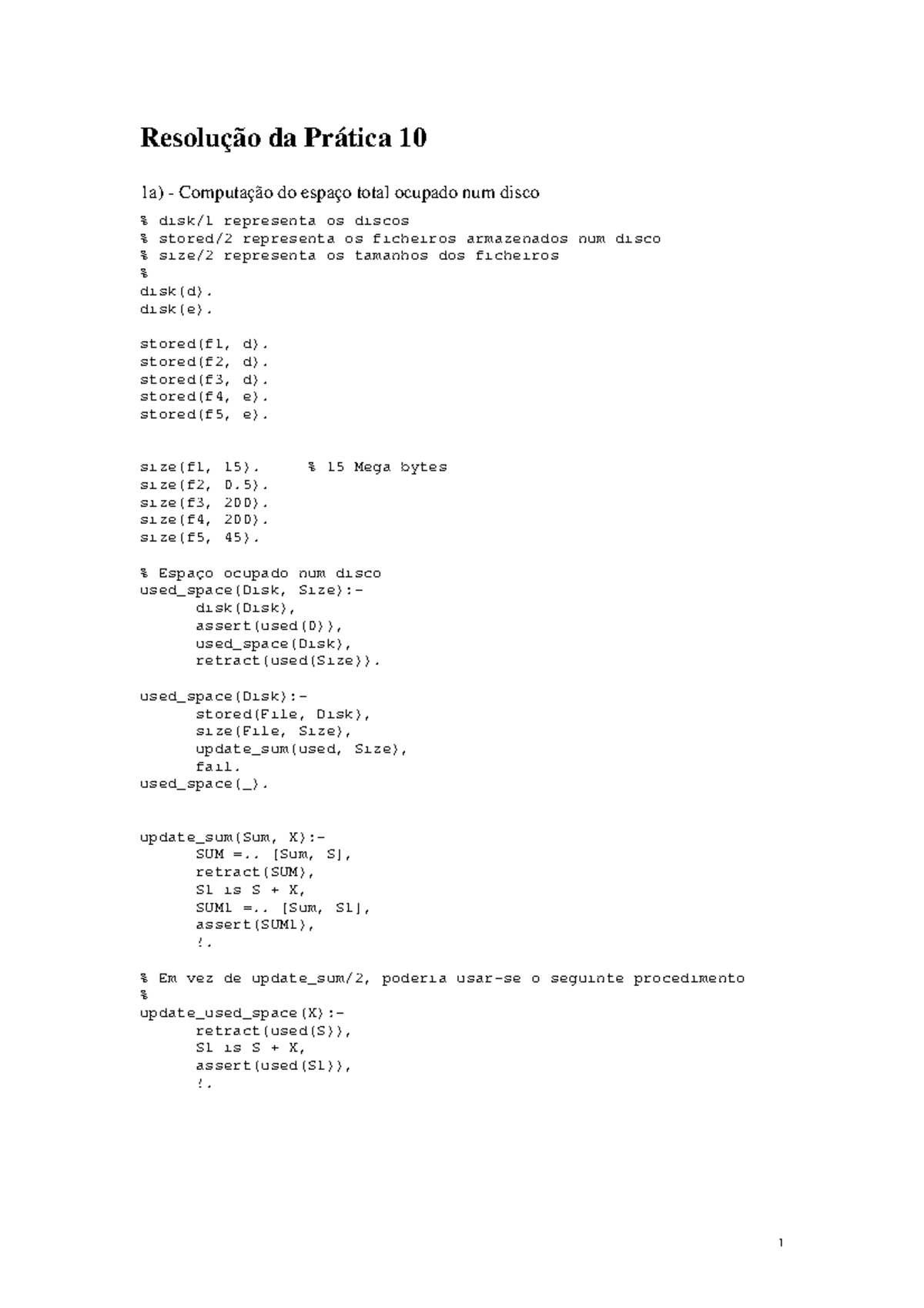 Prática 10 – Mecanismos de controlo do Prolog (II) - Resolução - 1 ...
