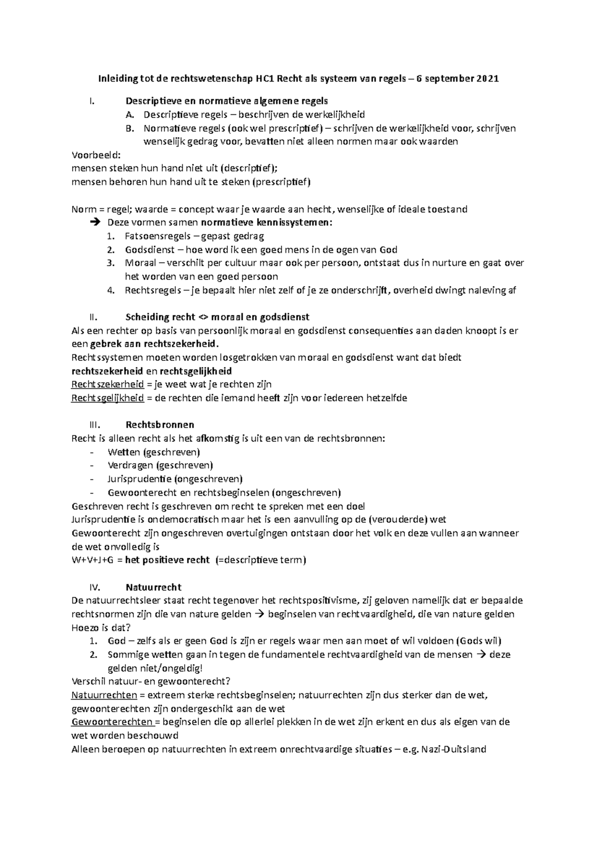 Inleiding tot de rechtswetenschap HC1 Recht als systeem van regels ...