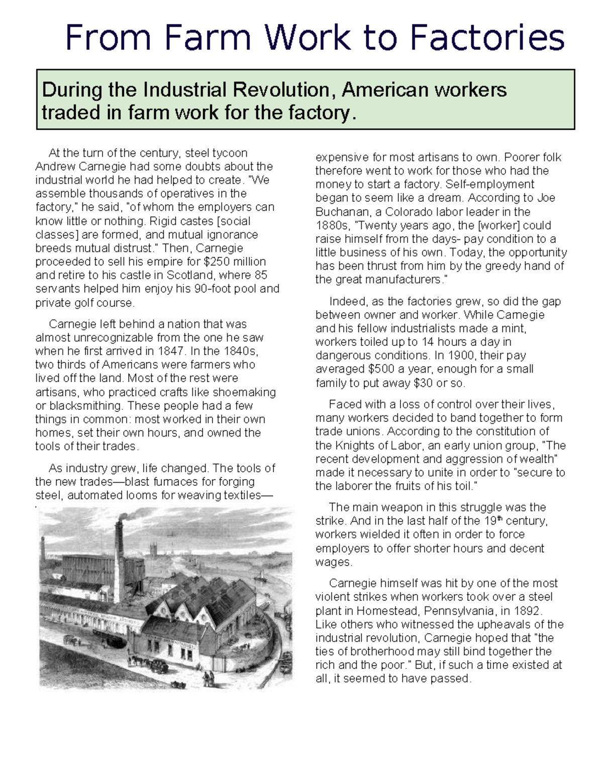 Farms to Factories - ihop - From Farm Work to Factories During the ...