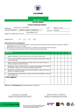 Collateral Reading - ED 306 Evaluation Procedure for Teachers ...