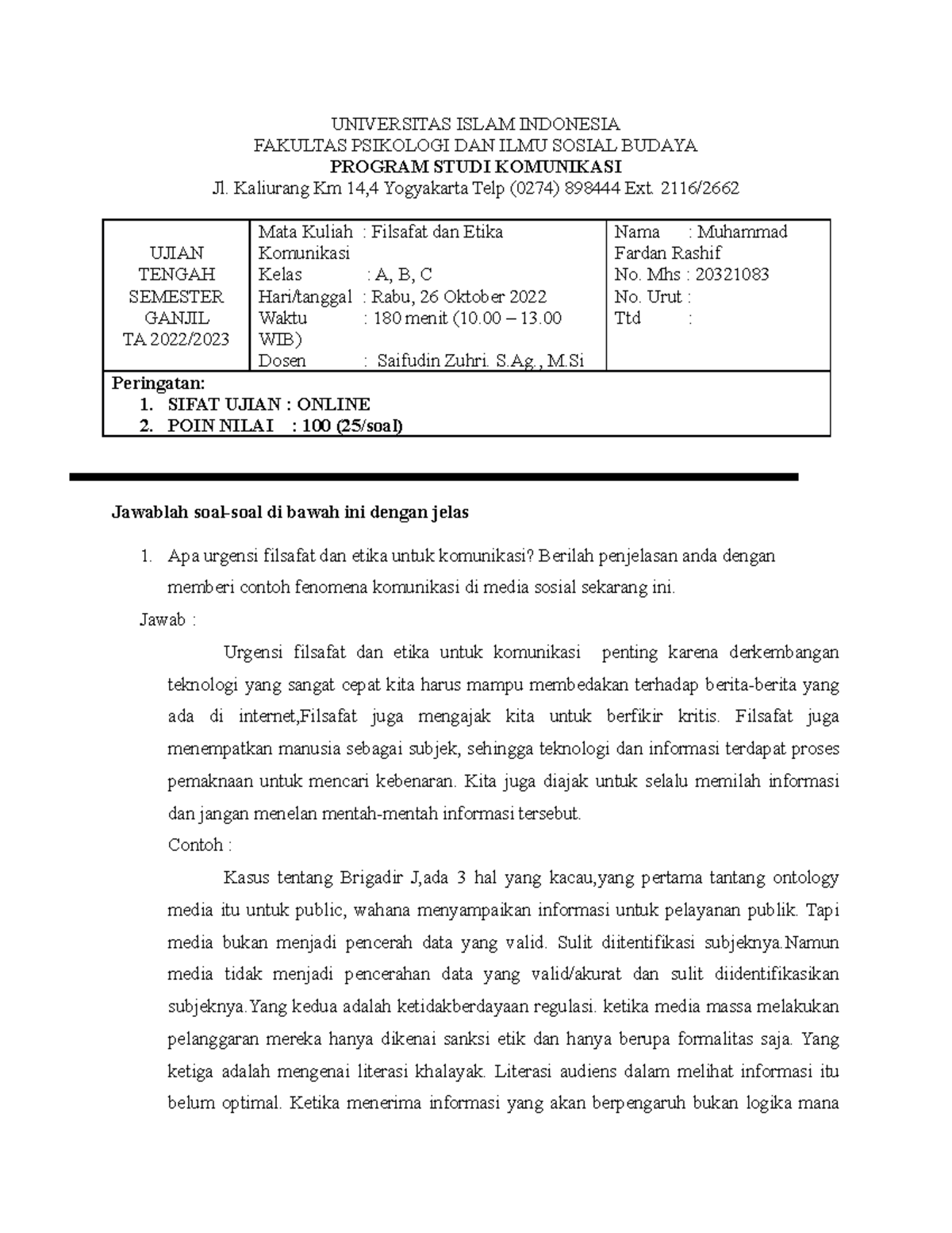 UTS Filsafat-Muhammad Fardan Rashif-20321083 - UNIVERSITAS ISLAM ...