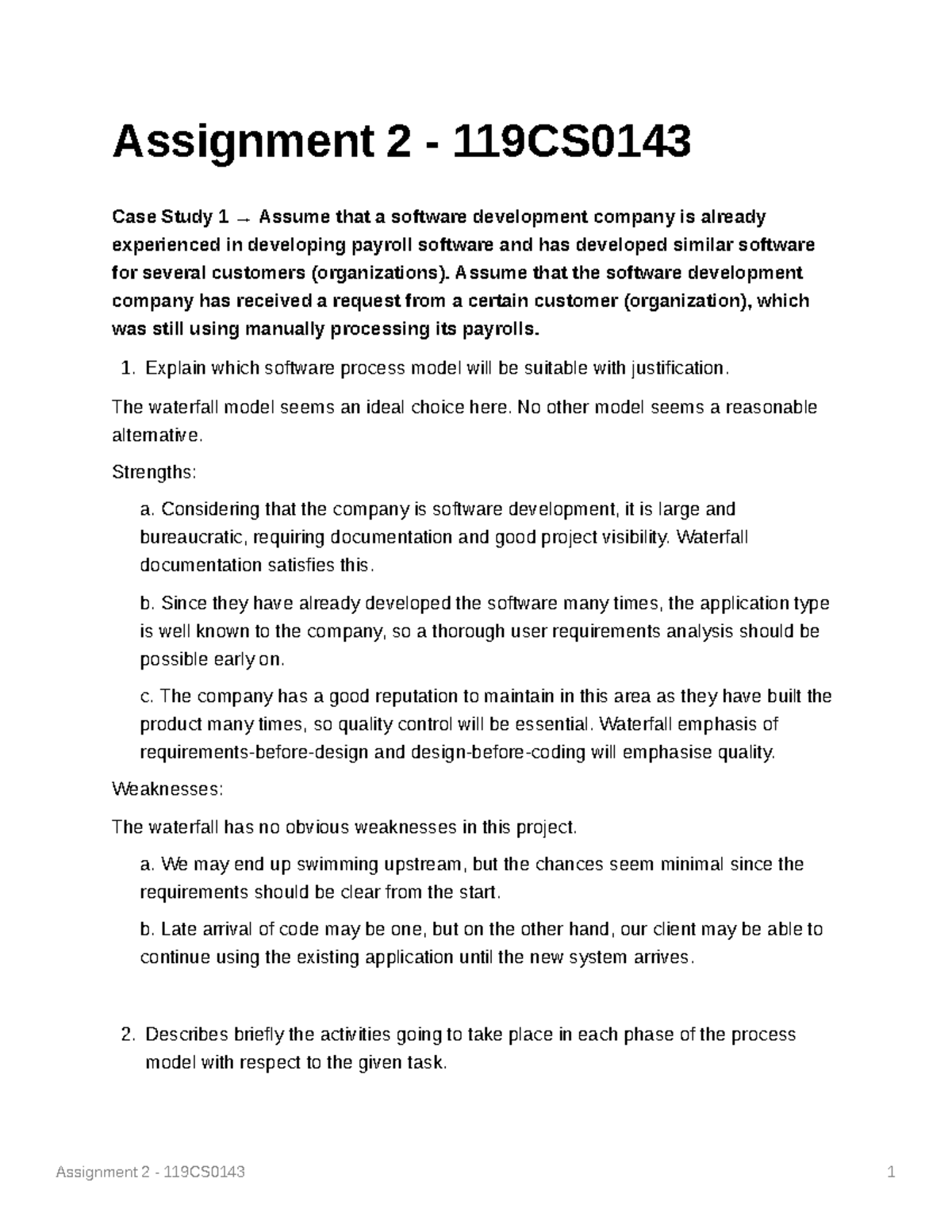 Assignment 2 - 119CS0143 - Software Engineering Lab 2 Assignment - Assignment 2 - 119CS Case ...