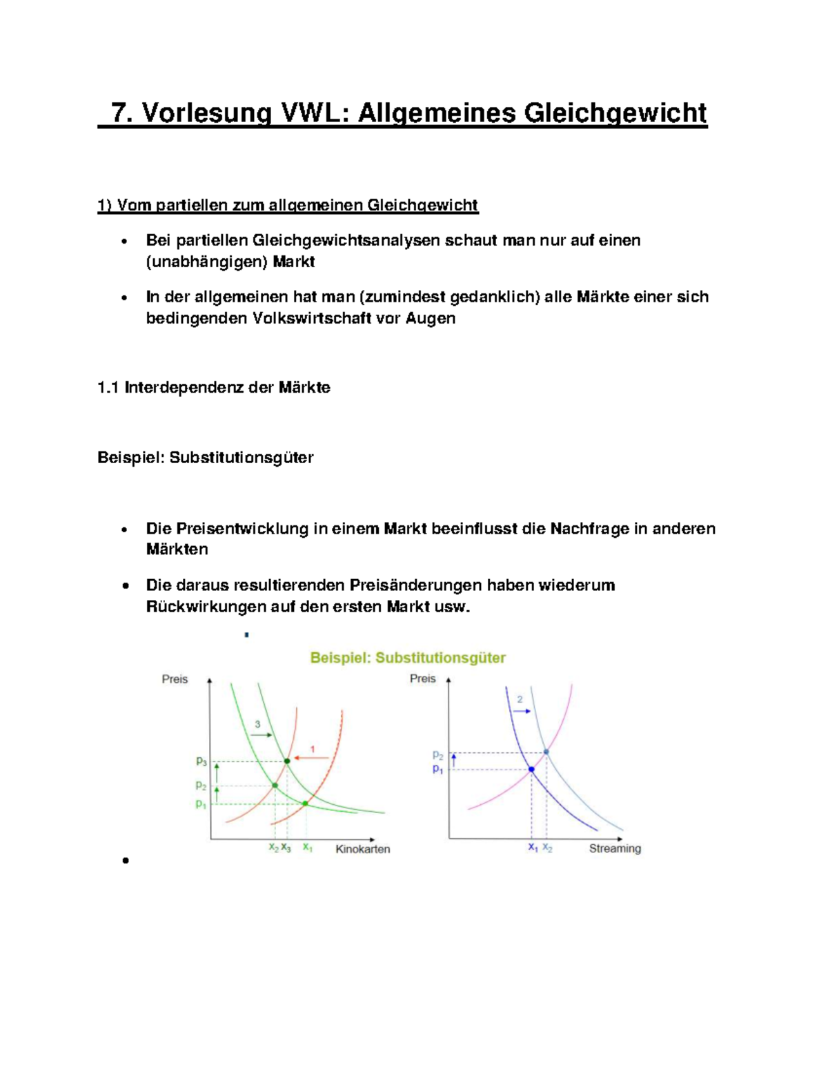 7. Vorlesung VWL - 7. Vorlesung VWL: Allgemeines Gleichgewicht Vom ...