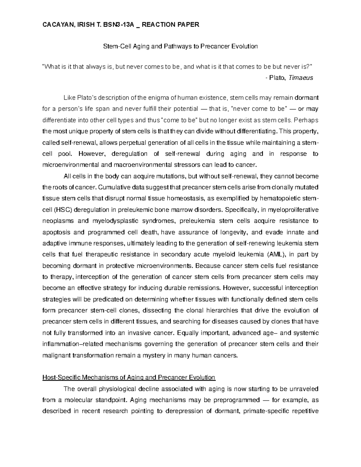 maternal notes and lecture - CACAYAN, IRISH T. BSN3-13A _ REACTION ...