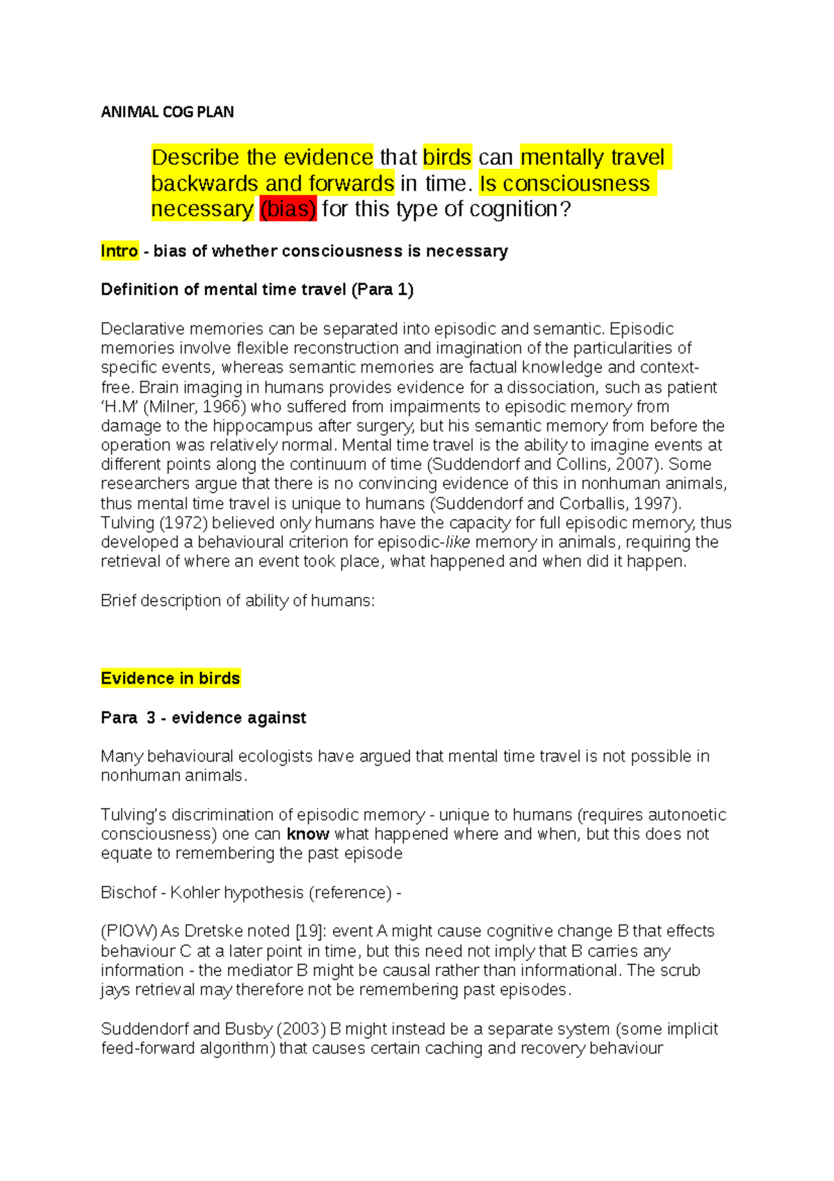 Animal COG PLAN - xxxxcc - Sheffield - Studocu